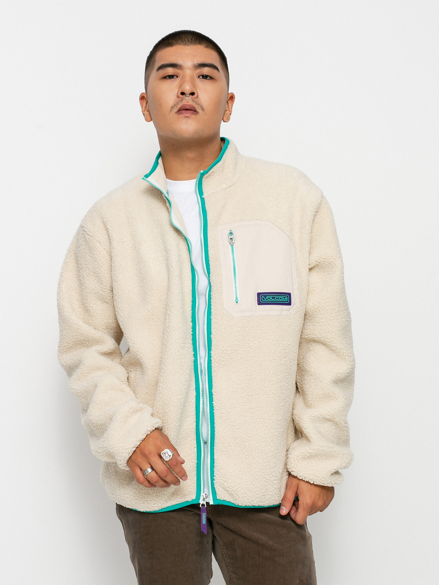 Volcom Muzzer Fuzzar Zip Sweatshirt - beige (whitecap grey)