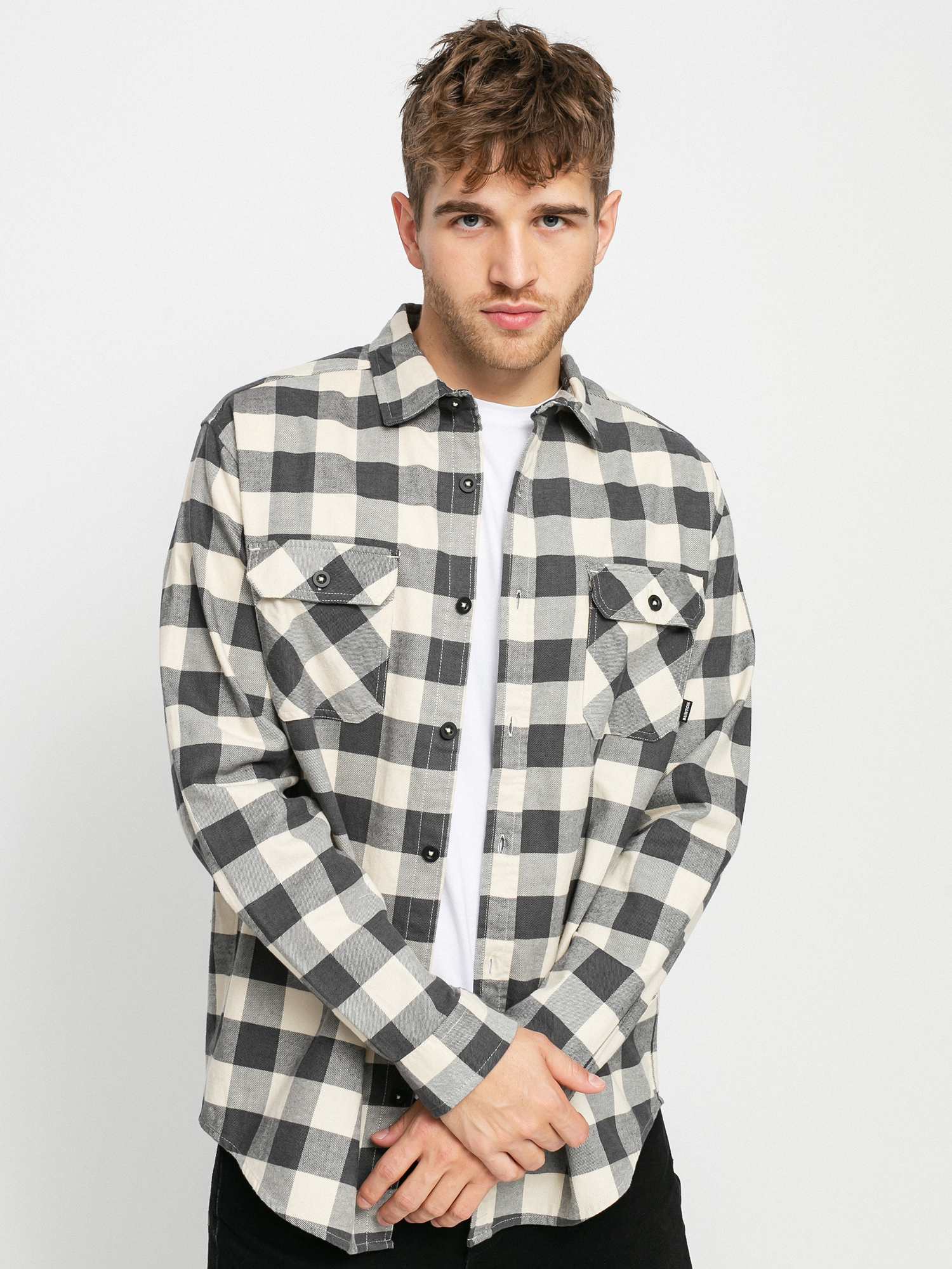 Burton Brighton Flannel Shirt (creme brulee heather buffalo plaid)