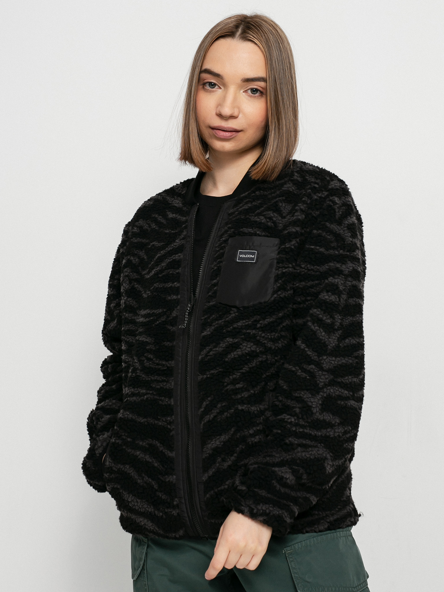 Volcom Reversible Polar Jacke Wmn - Schwarz (white tiger)