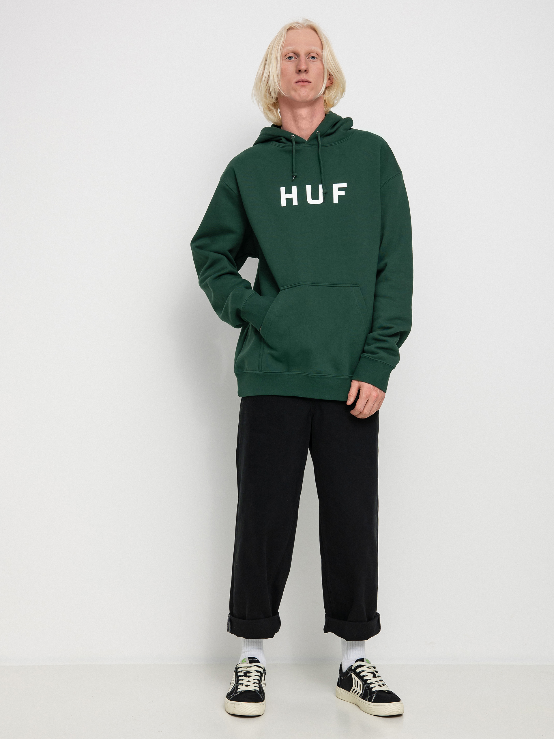 HUF Essentials OG Logo HD Hoodie - green (forest green)