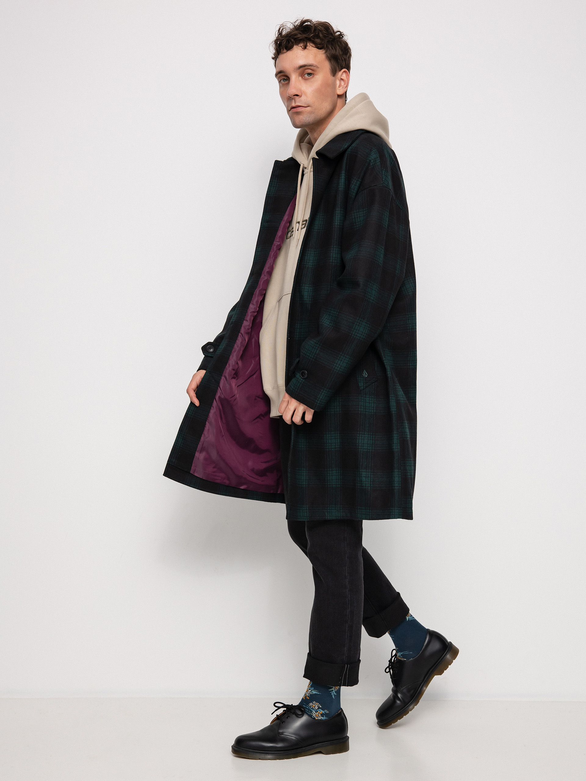 Volcom Stone Lords Coat - black, green (plaid)
