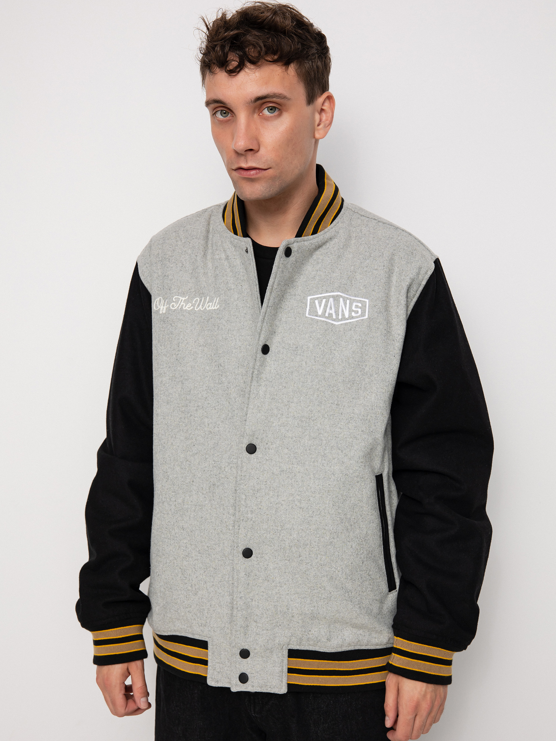 Vans Checkerboard Research Varsity Jacket - black, grey (checkerboard ...