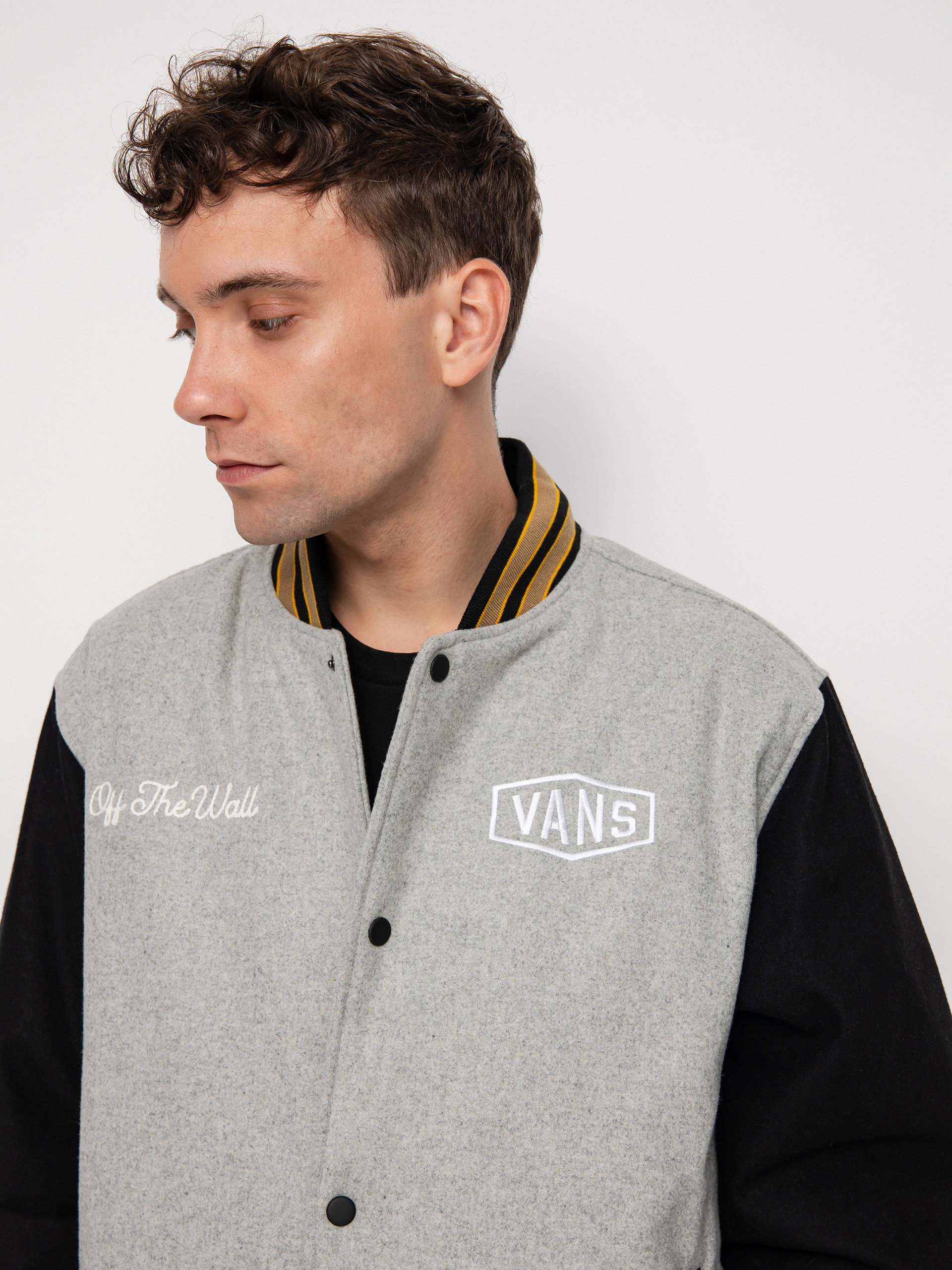 Vans Checkerboard Research Varsity Jacket - black, grey (checkerboard ...