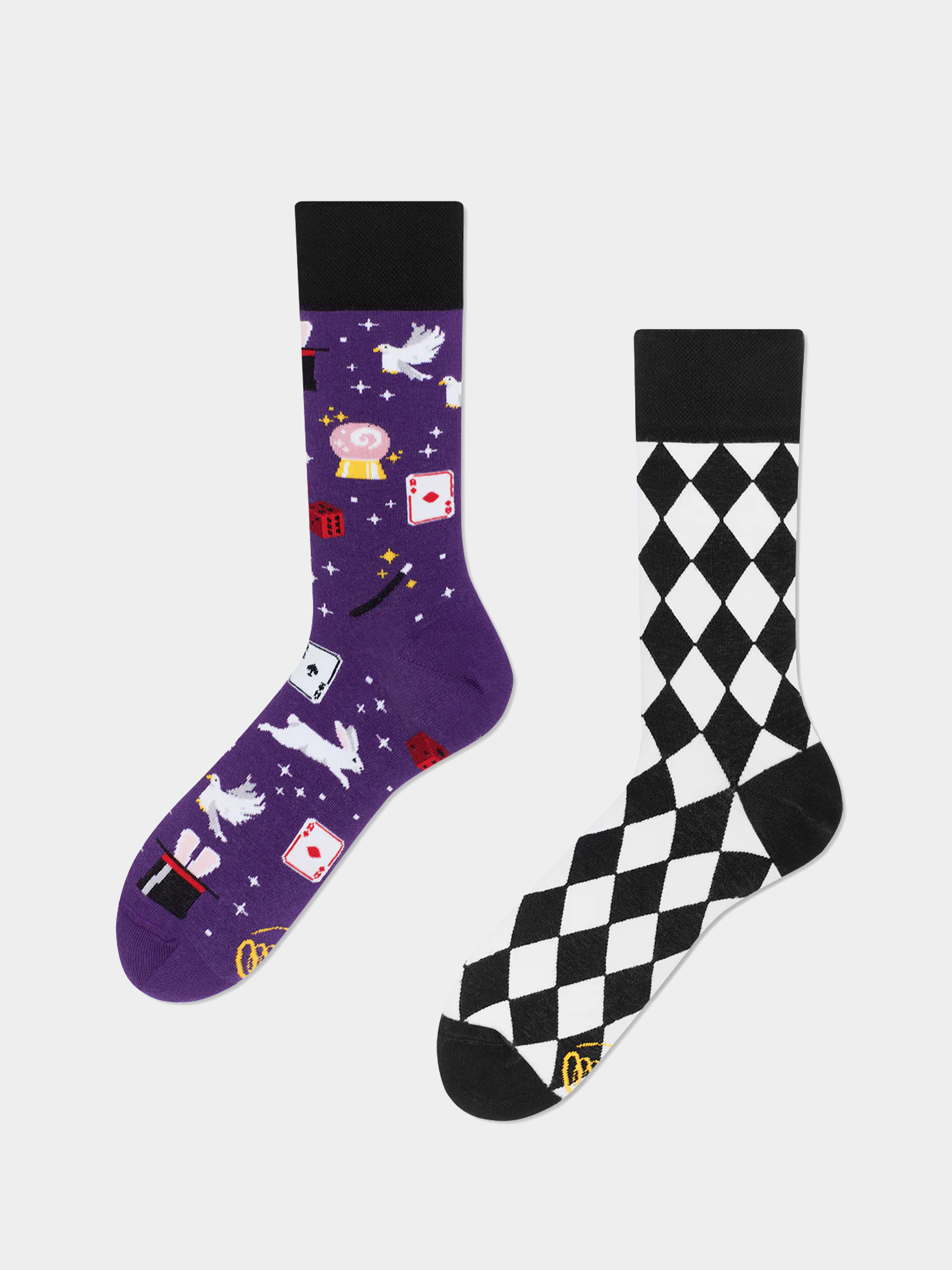 Many Mornings The Magician Socks - black, navy blue (navy/checker)