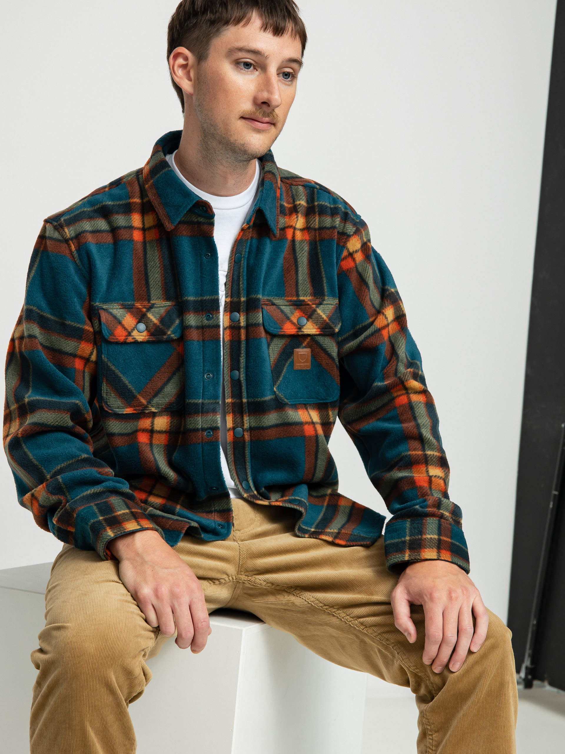 Brixton Bowery Arctic Stretch Ls Shirt - blue (deep blue plaid)