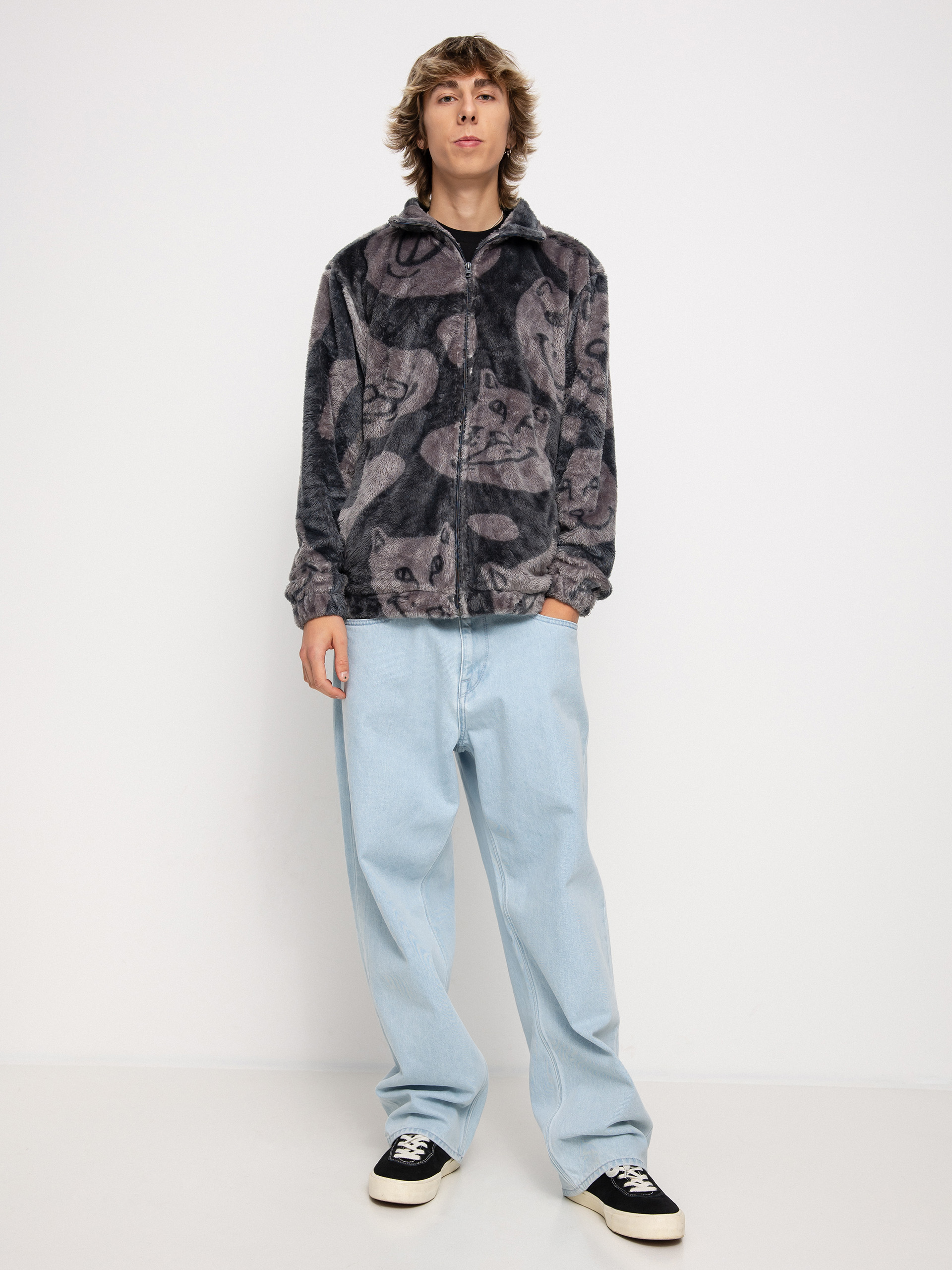 RipNDip Many Faces Sherpa Jacket - grey, green (charcoal)