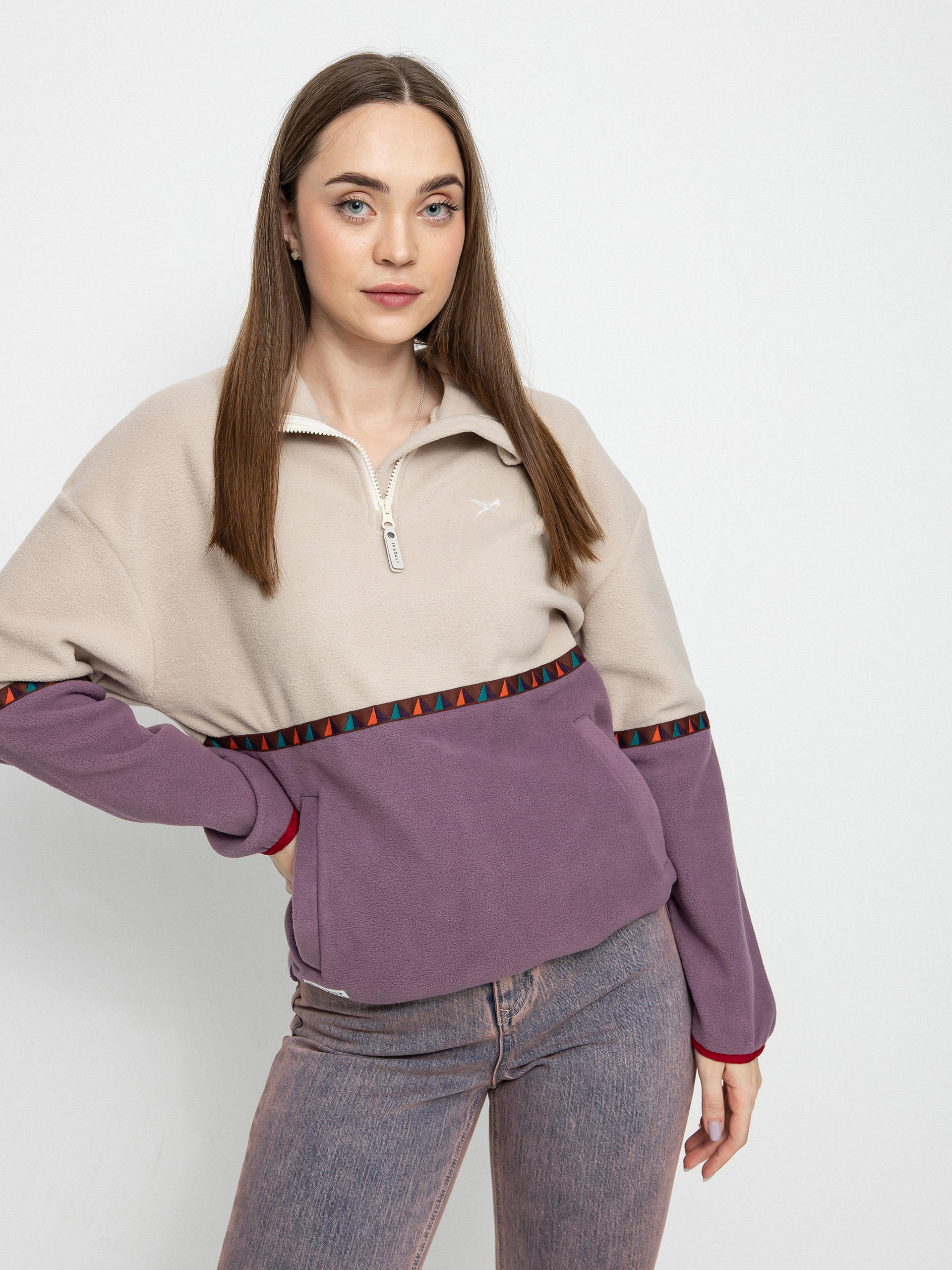 Iriedaily Holina Fleece Troyer Fleece Wmn - violet, beige (beige)