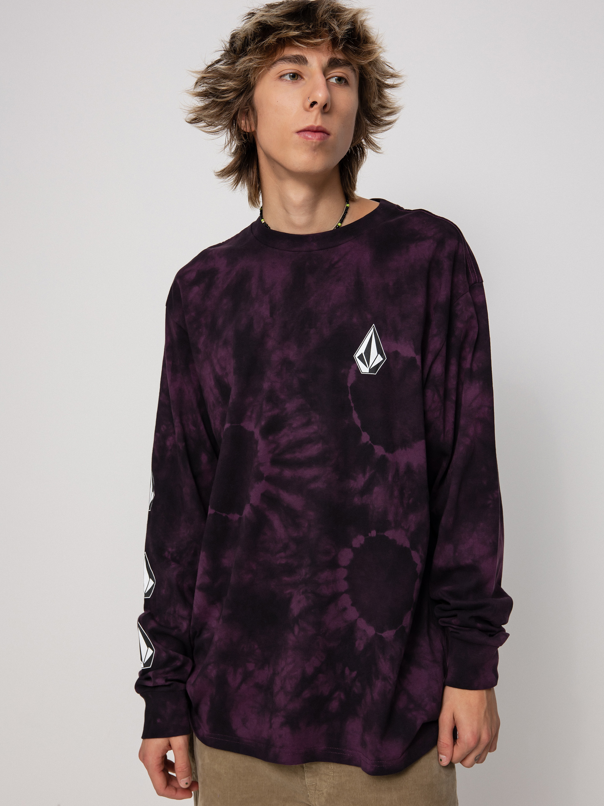 Volcom Iconic Stone Dye Lst Longsleeve - black, violet (mulberry)
