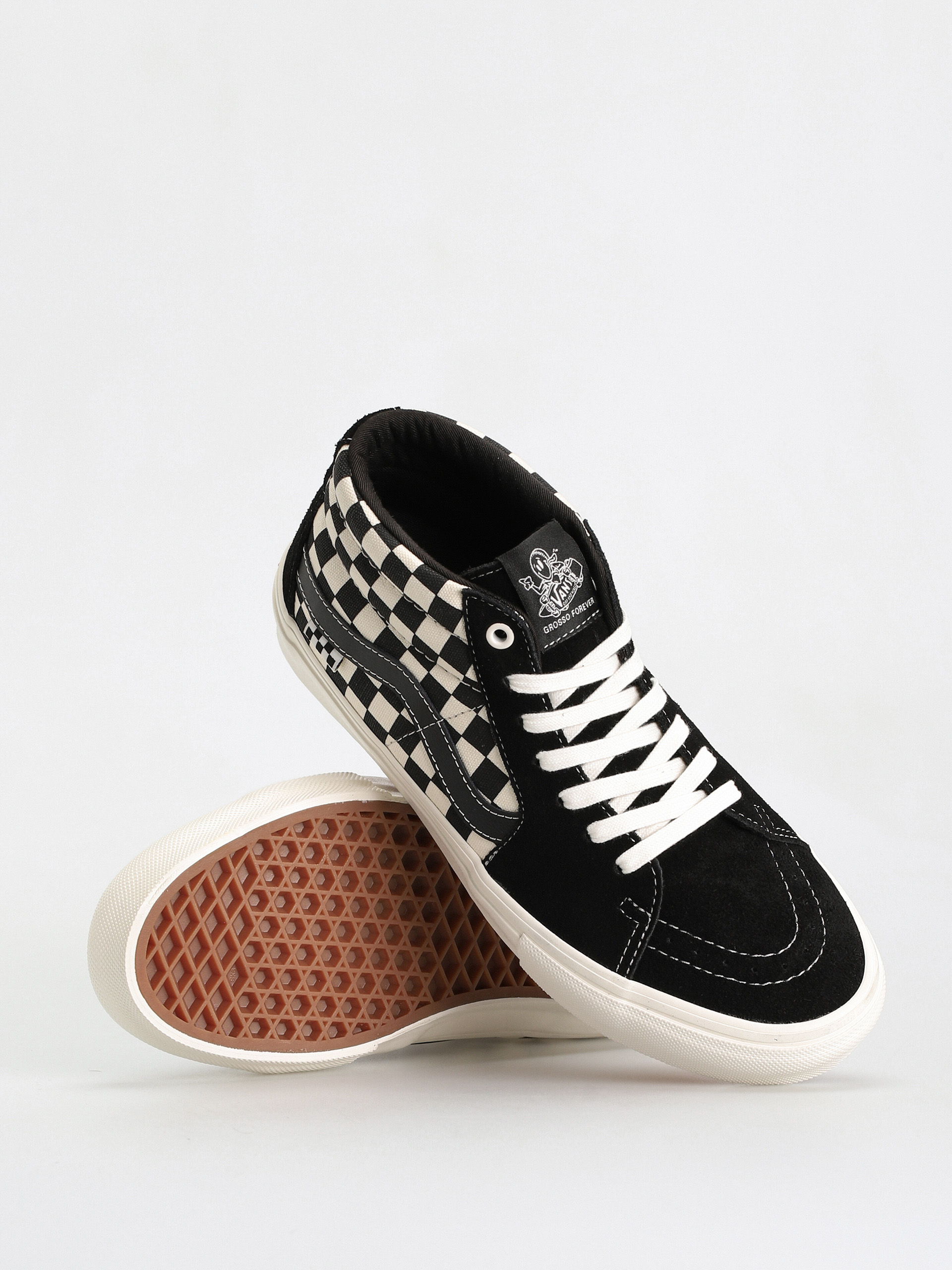 Vans Skate Grosso Mid Shoes - black (checkerboard black/marshmallow)