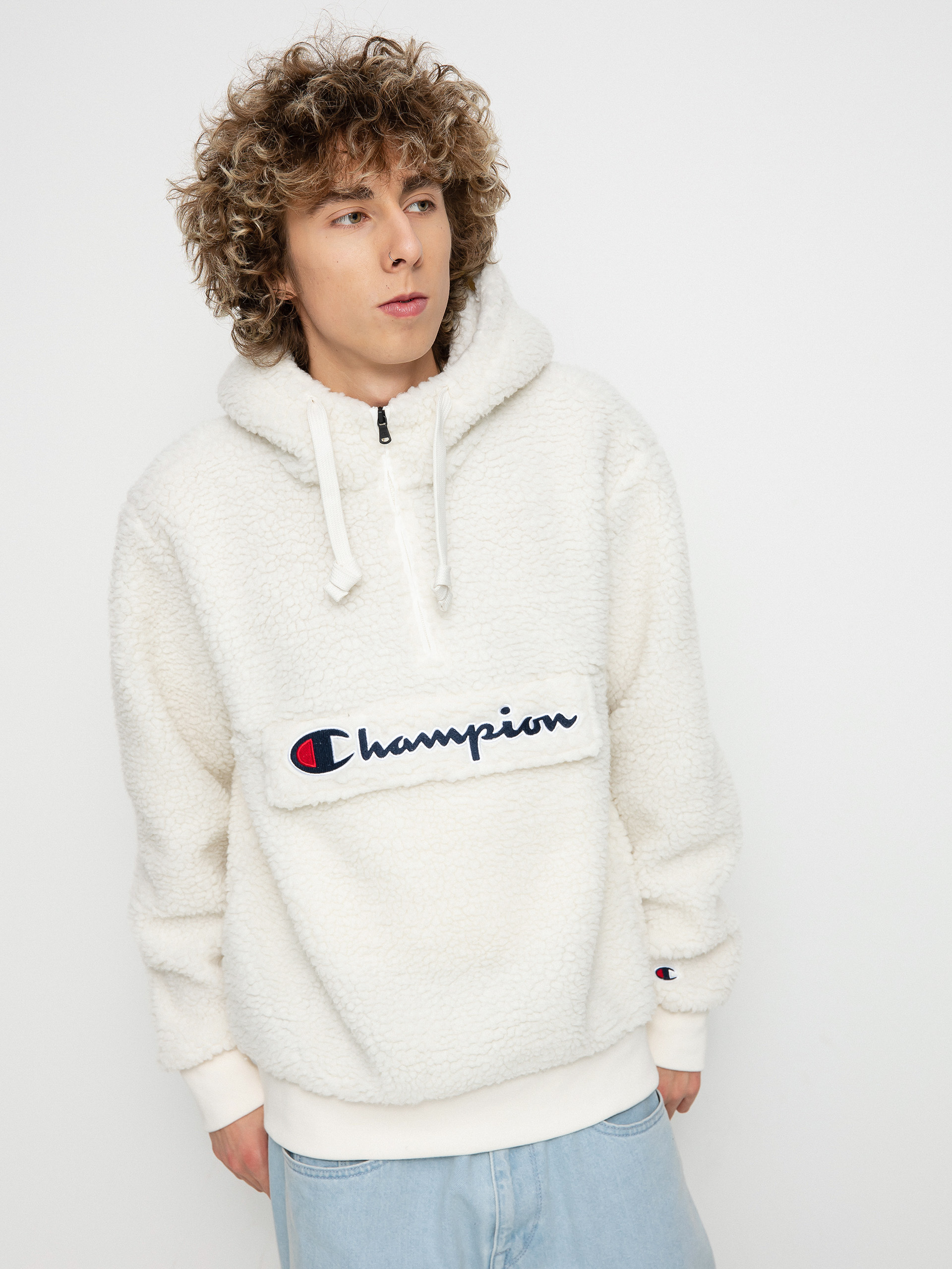 Champion Hooded Half Zip Top 218092 Fleece - beige (egt)