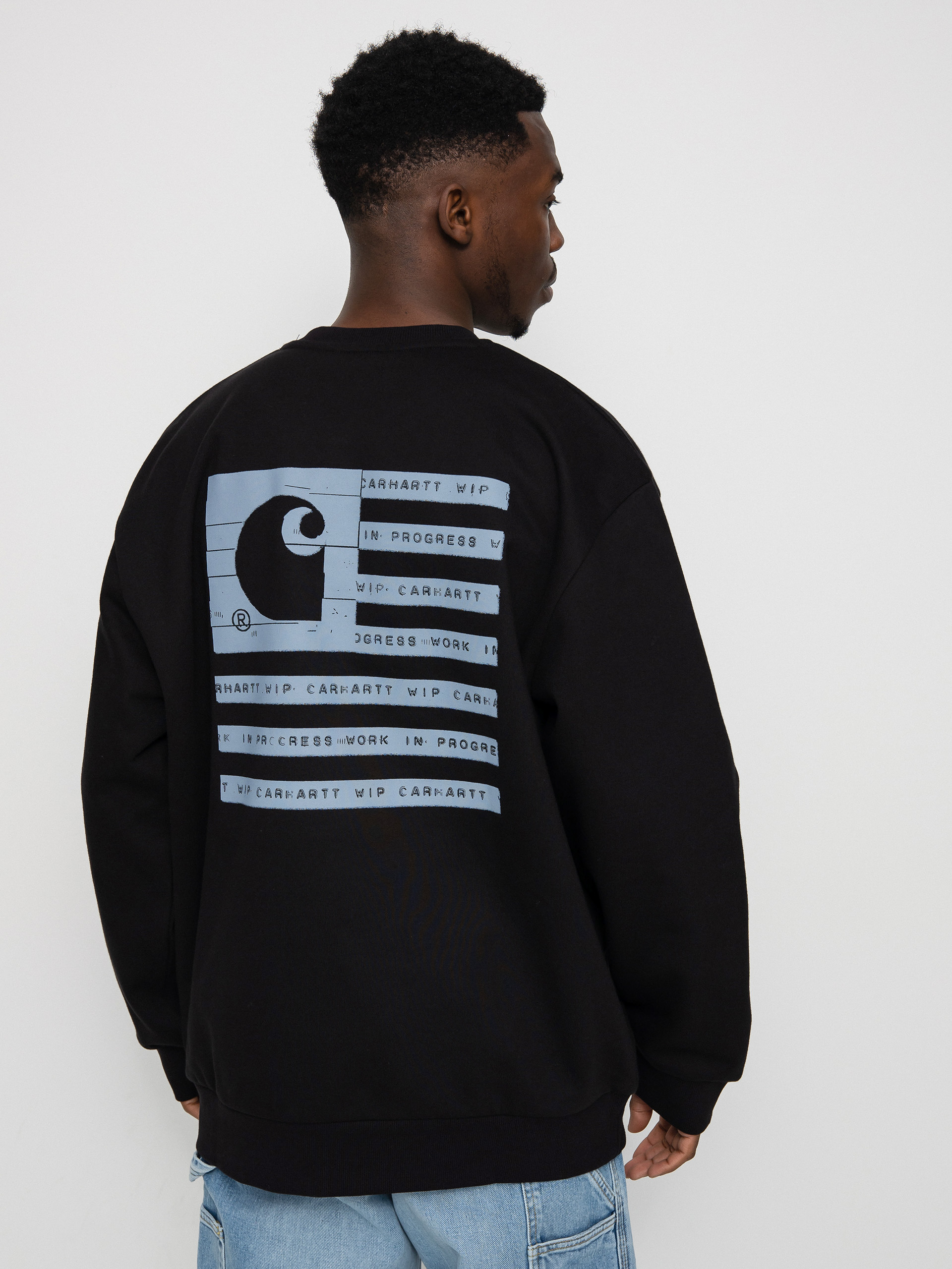 Carhartt WIP Label State Flag Sweatshirt (black/misty sky)