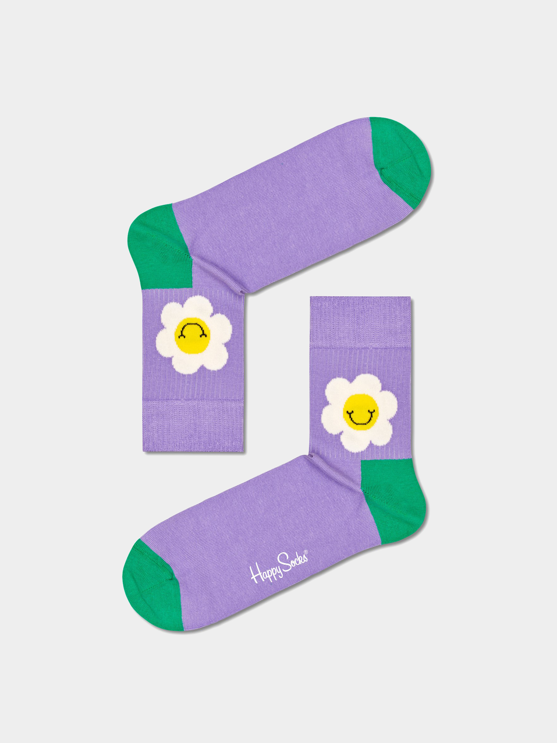 Happy Socks Smiley Daisy 1/2 Crew Socks (light purple)