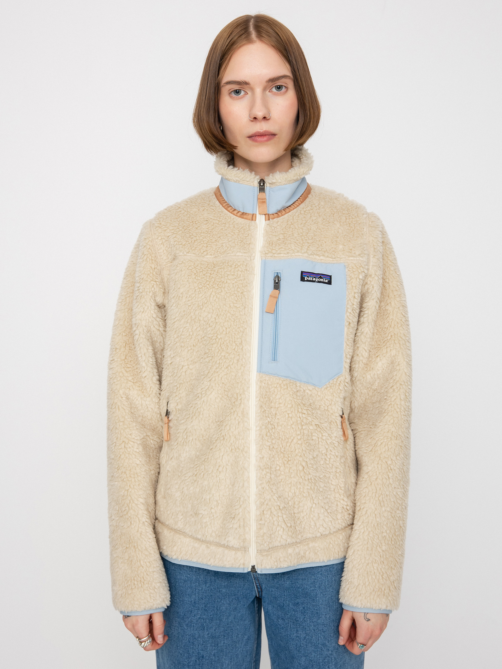 Patagonia Classic Retro X Jacket Wmn - beige (dark natural w/lago blue)