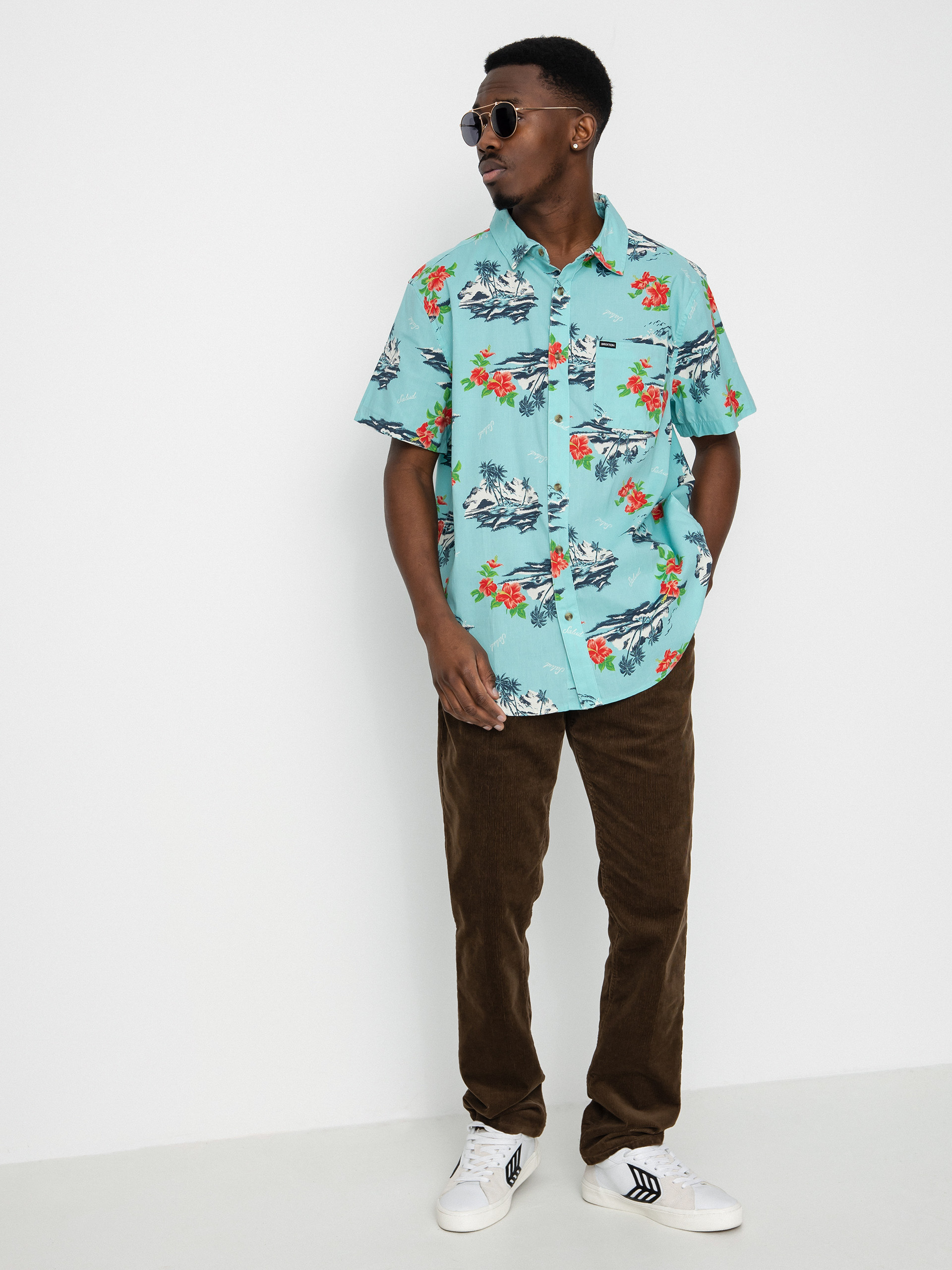 Brixton Charter Print Shirt - blue (canal blue/paradise)