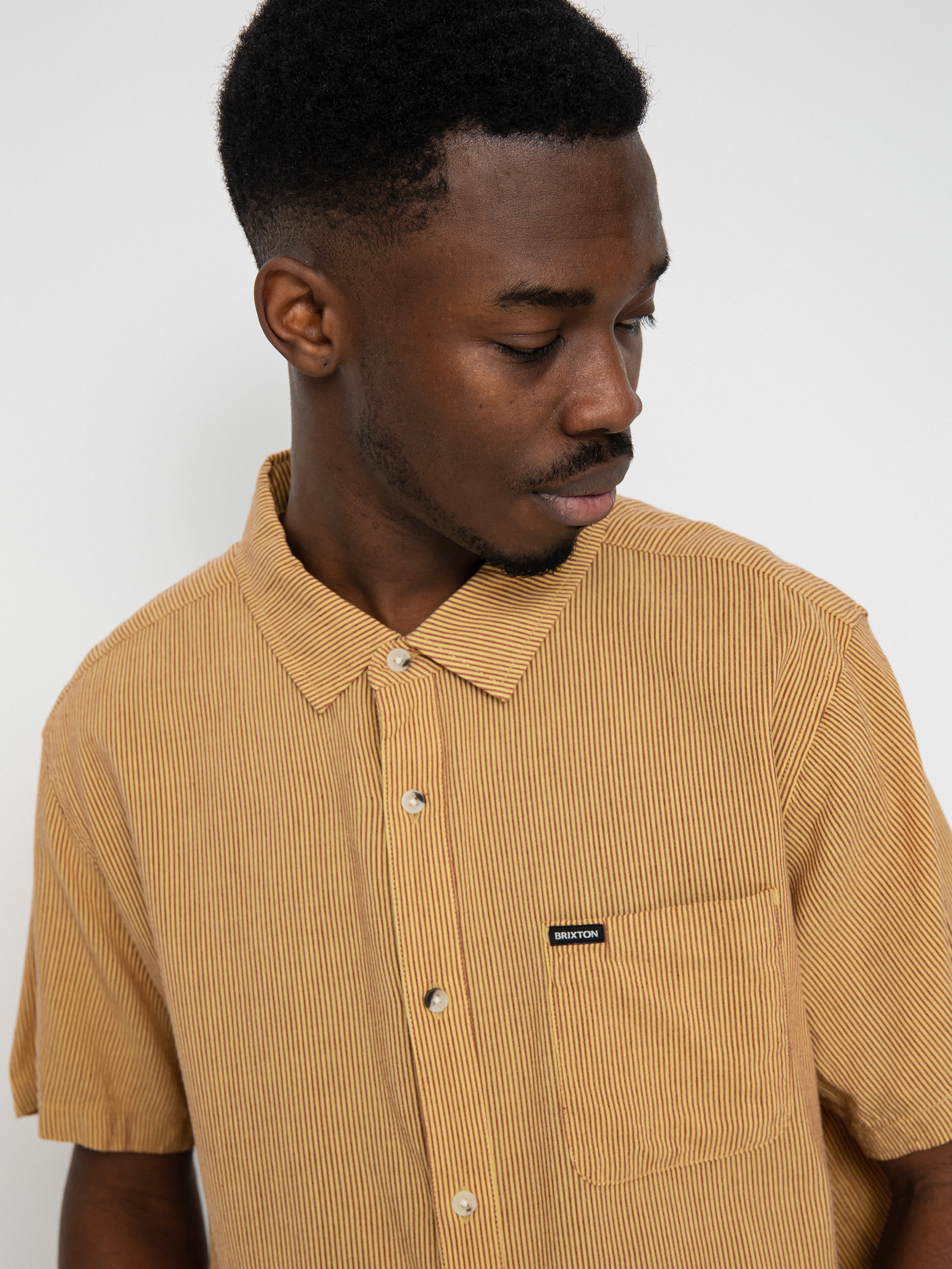 Brixton Charter Stripe Hemd (straw/island berry)