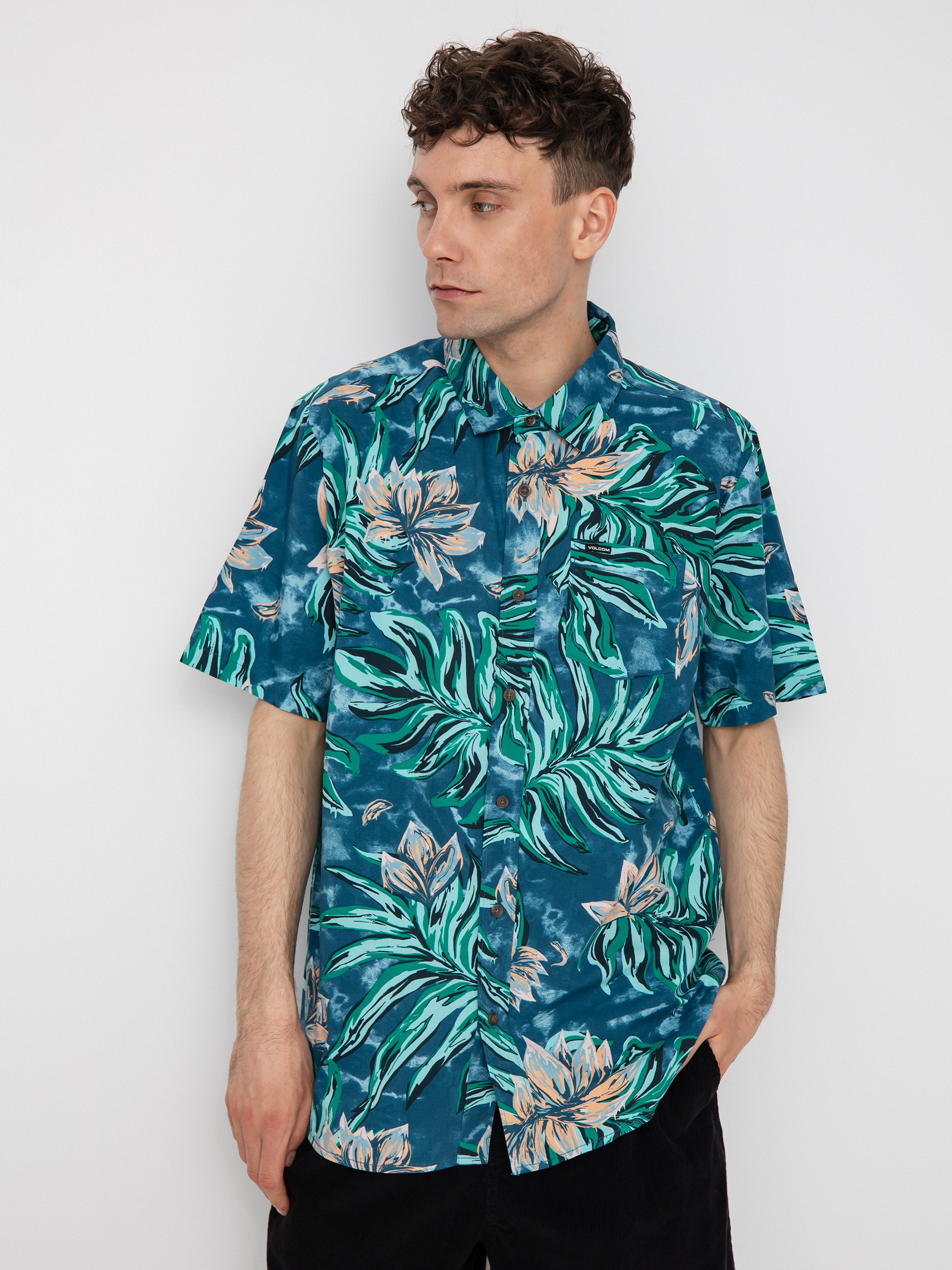 Volcom Marble Floral Shirt - blue (aged indigo)
