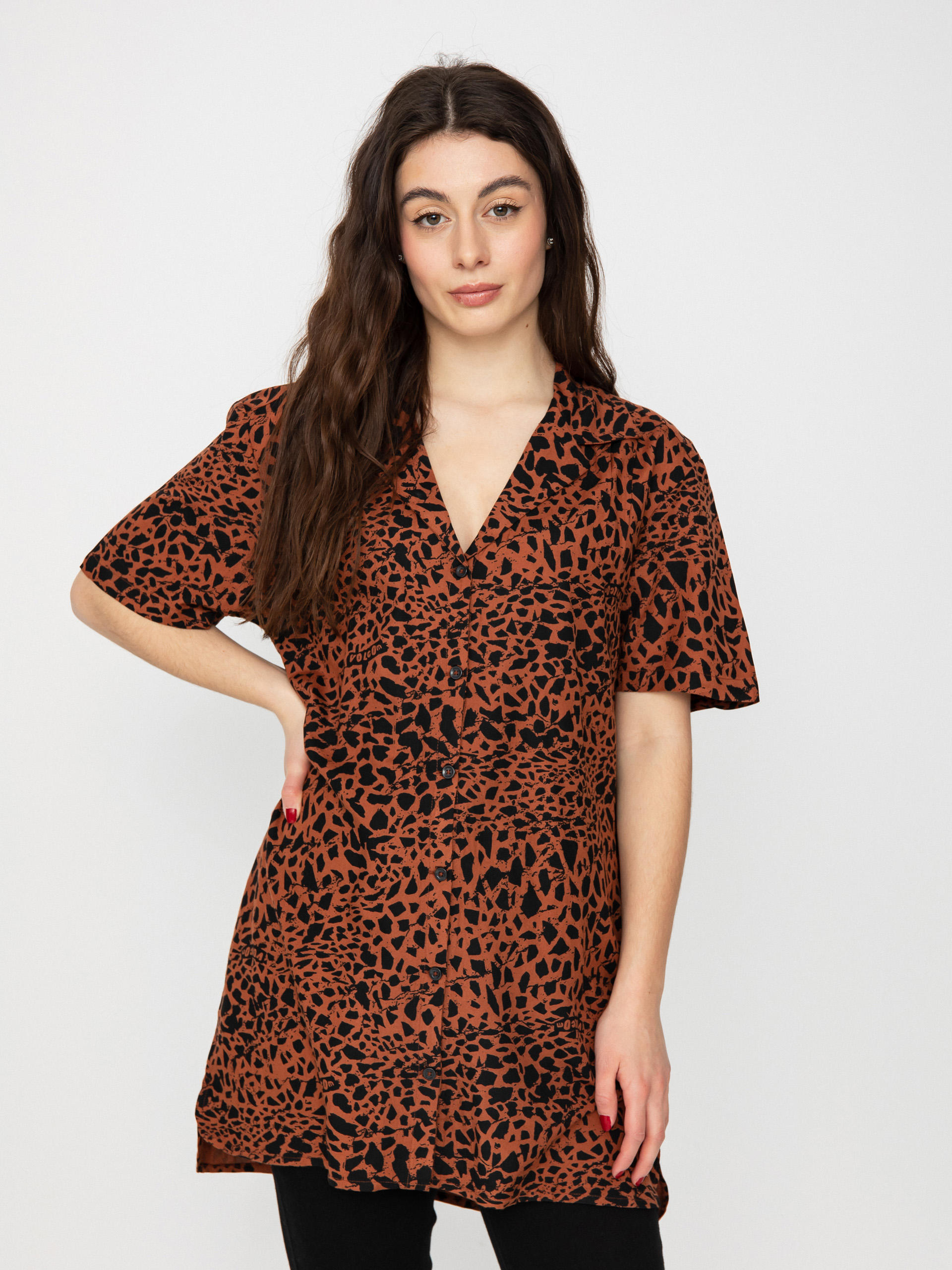 Volcom Dino Tea Tunic Shirt Wmn - brown (dark clay)
