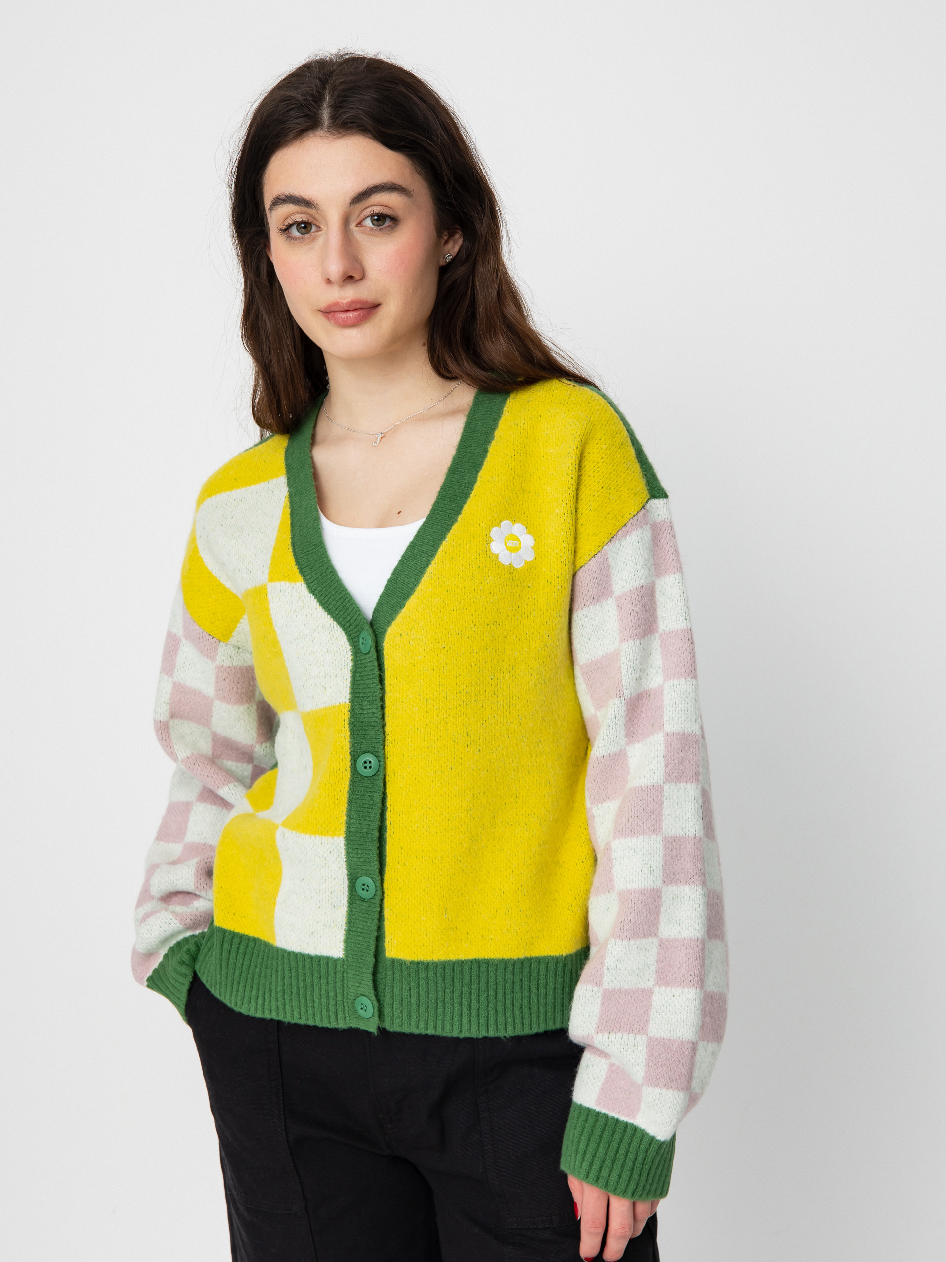 Vans Oversized Floral Cardigan Sweater - yellow (oversized floral fairway)