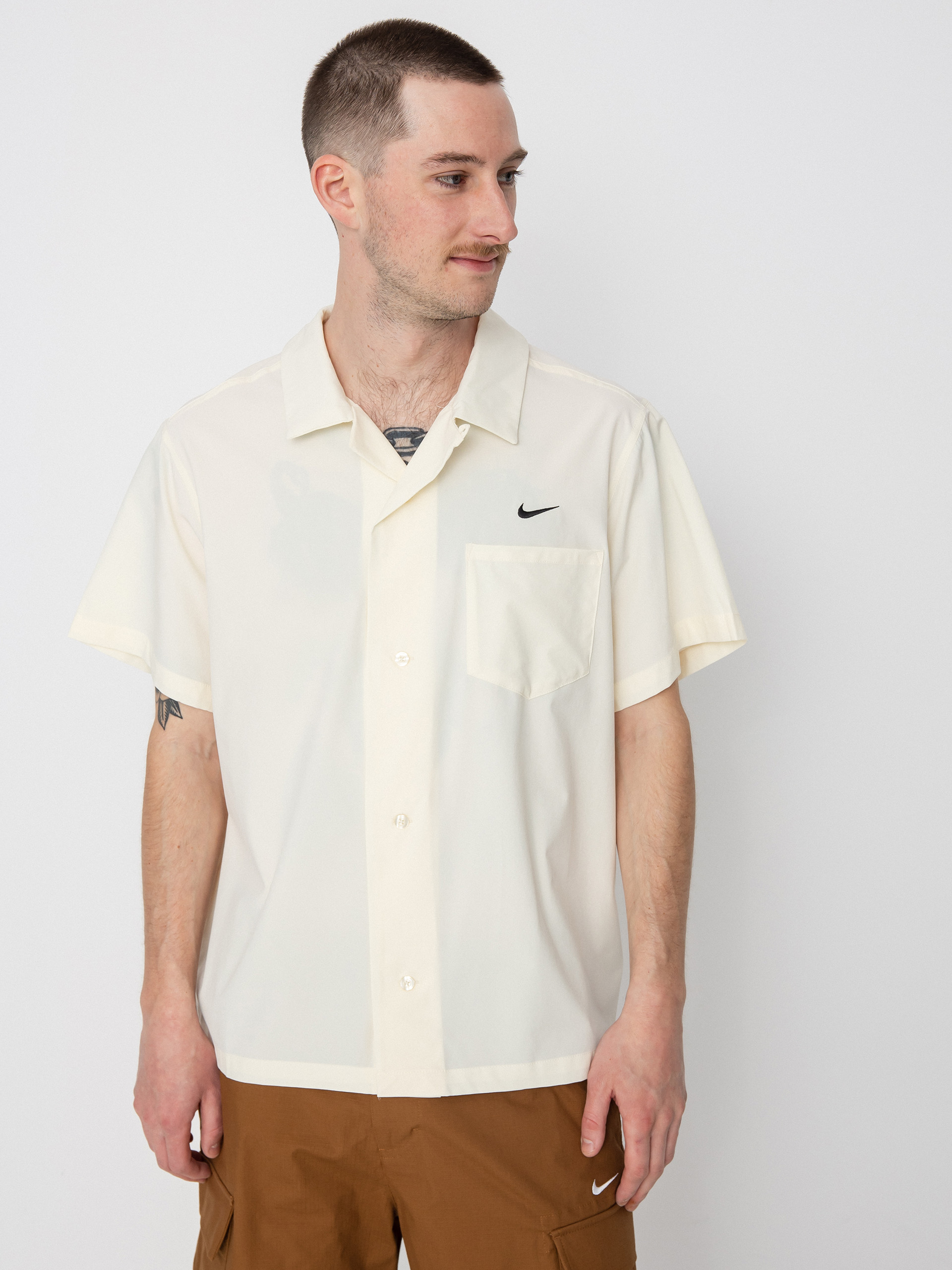 Nike SB Bowling Button Up Shirt - beige (coconut milk/black)