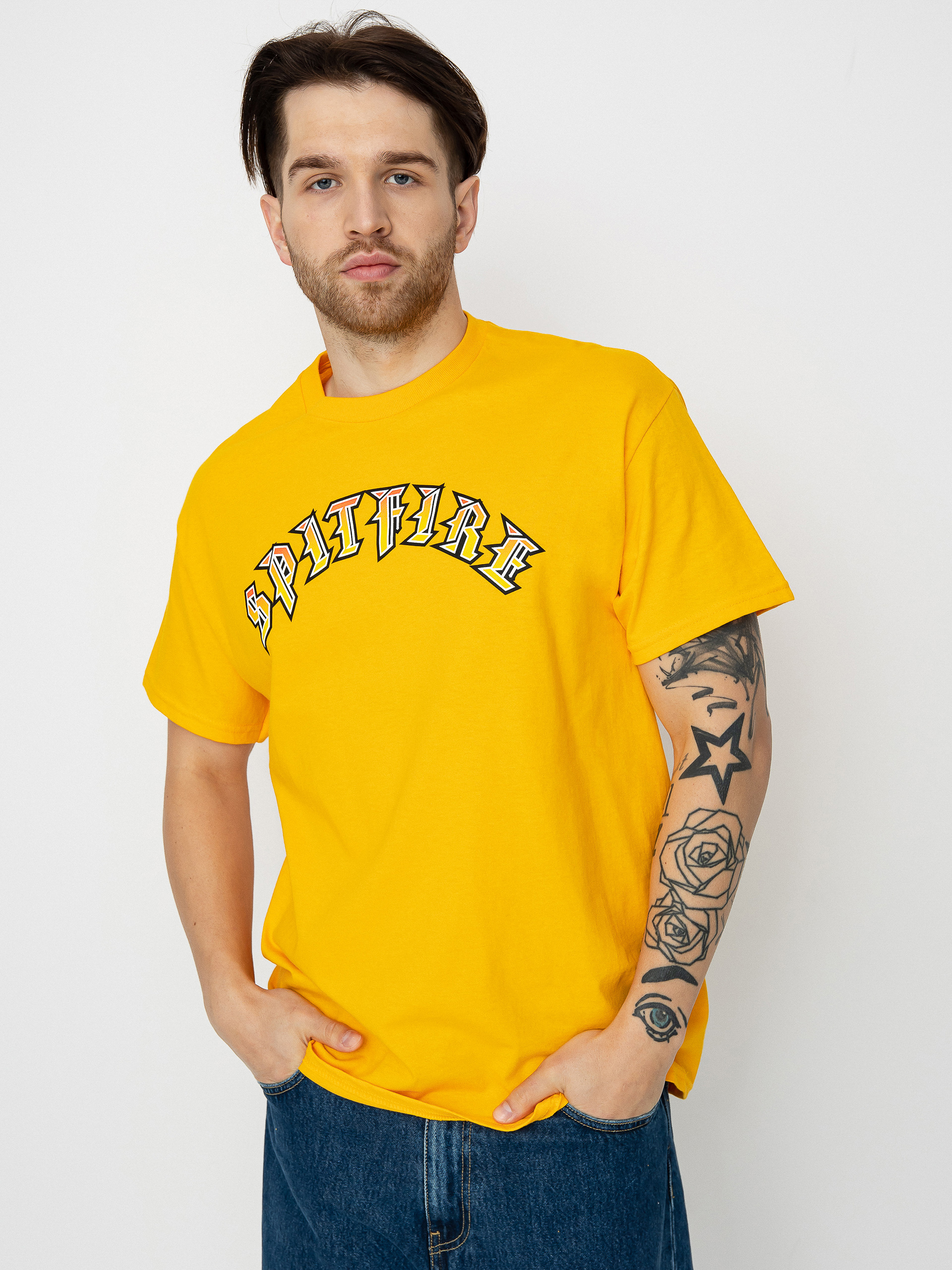 Spitfire Old E Fade Fill T-shirt - yellow (gold w/red to gold fade print)