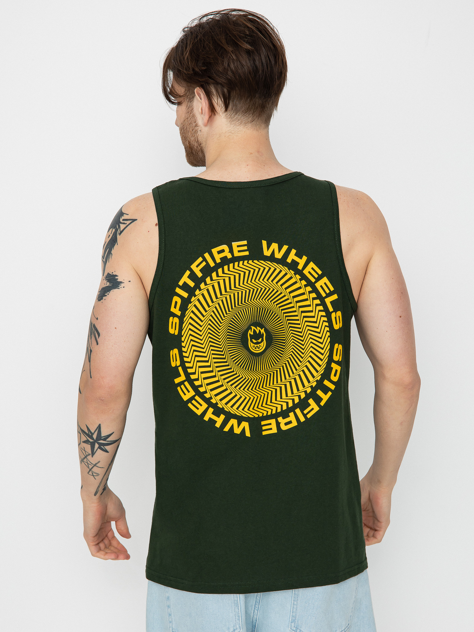 Spitfire Classic Vortex Tank top - green (forest green w/gold prints)