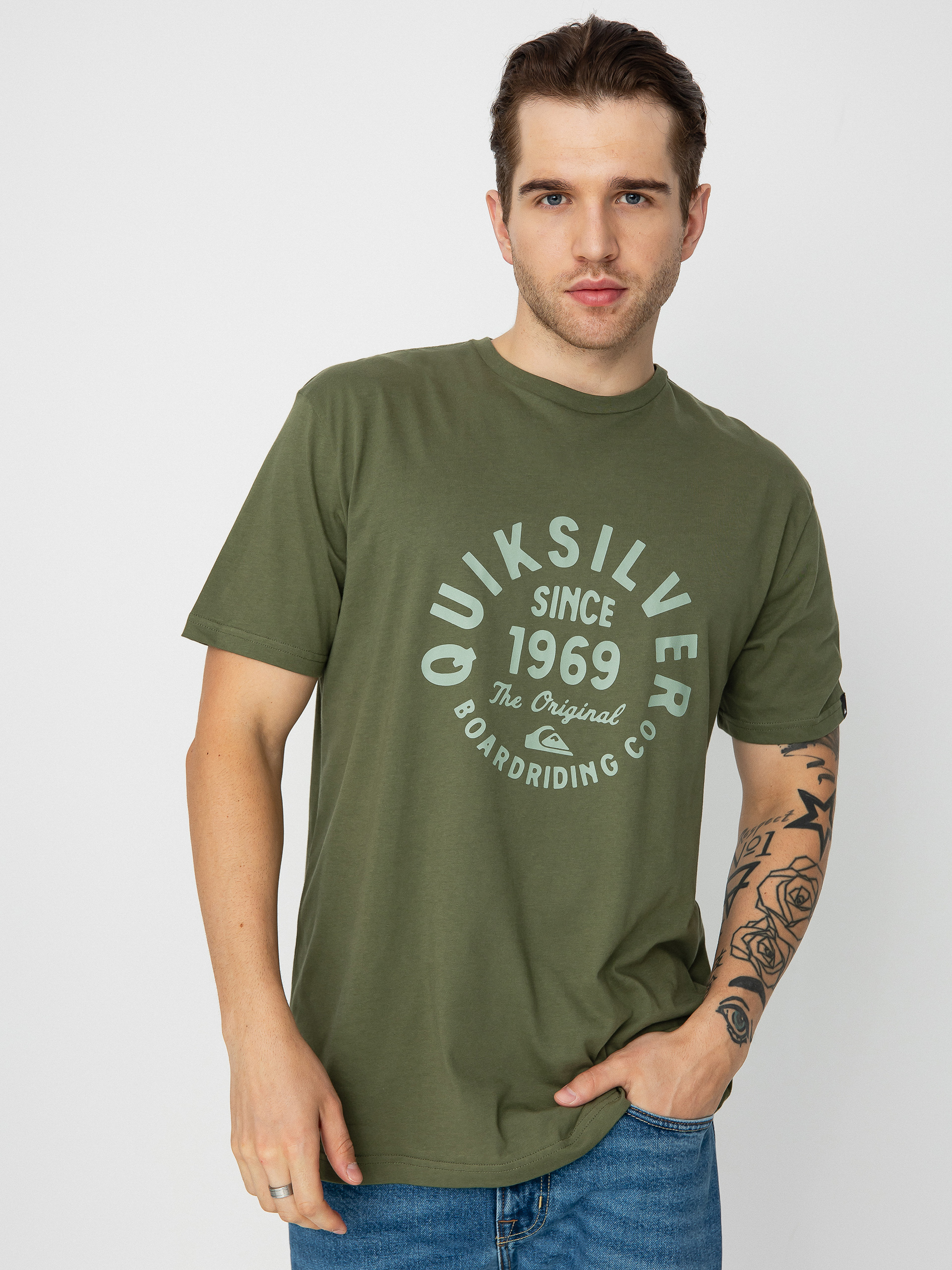 Quiksilver Circled Script Front T-shirt - green (four leaf clover)