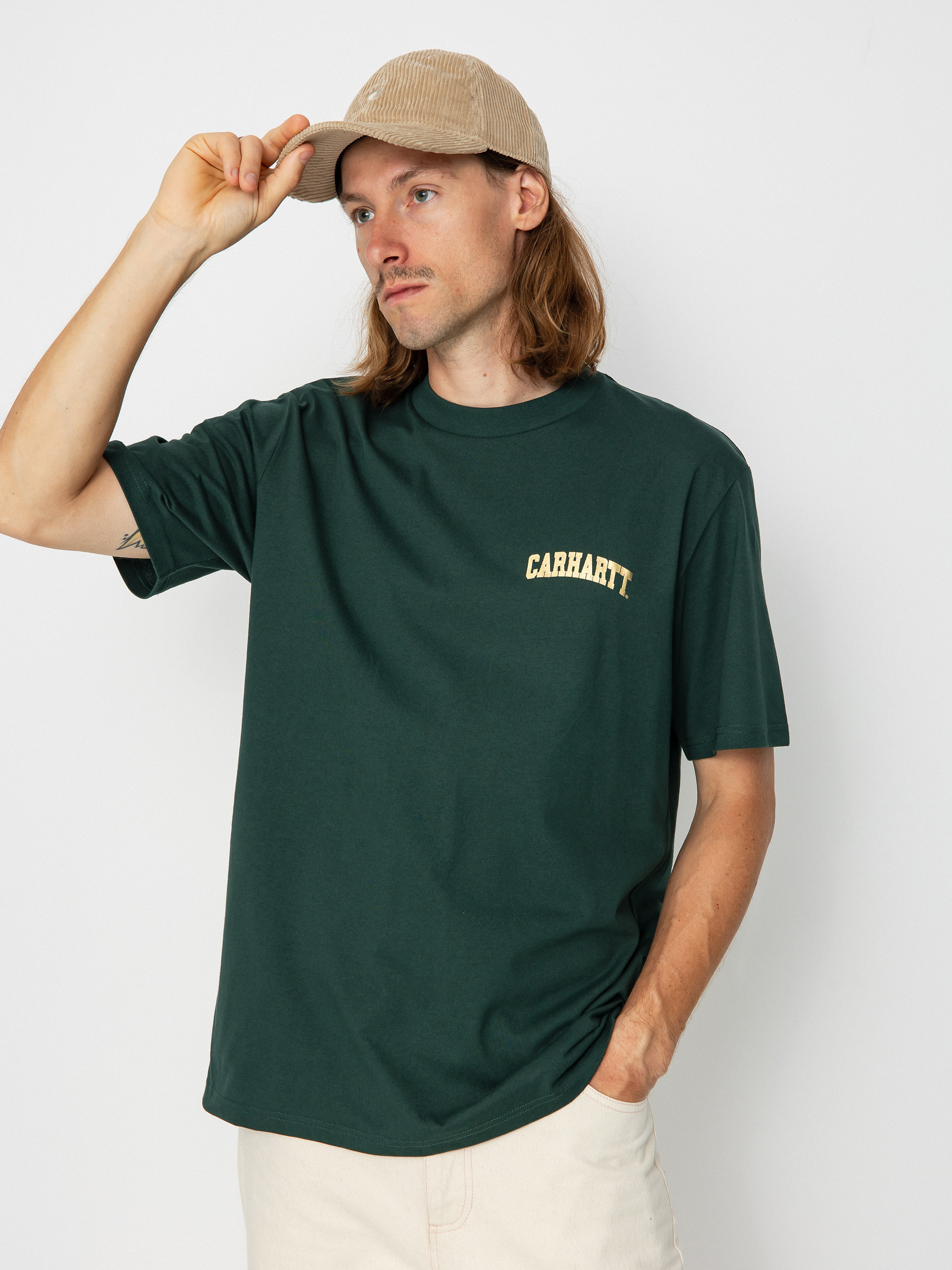 Carhartt WIP University Script T-shirt (juniper/white)