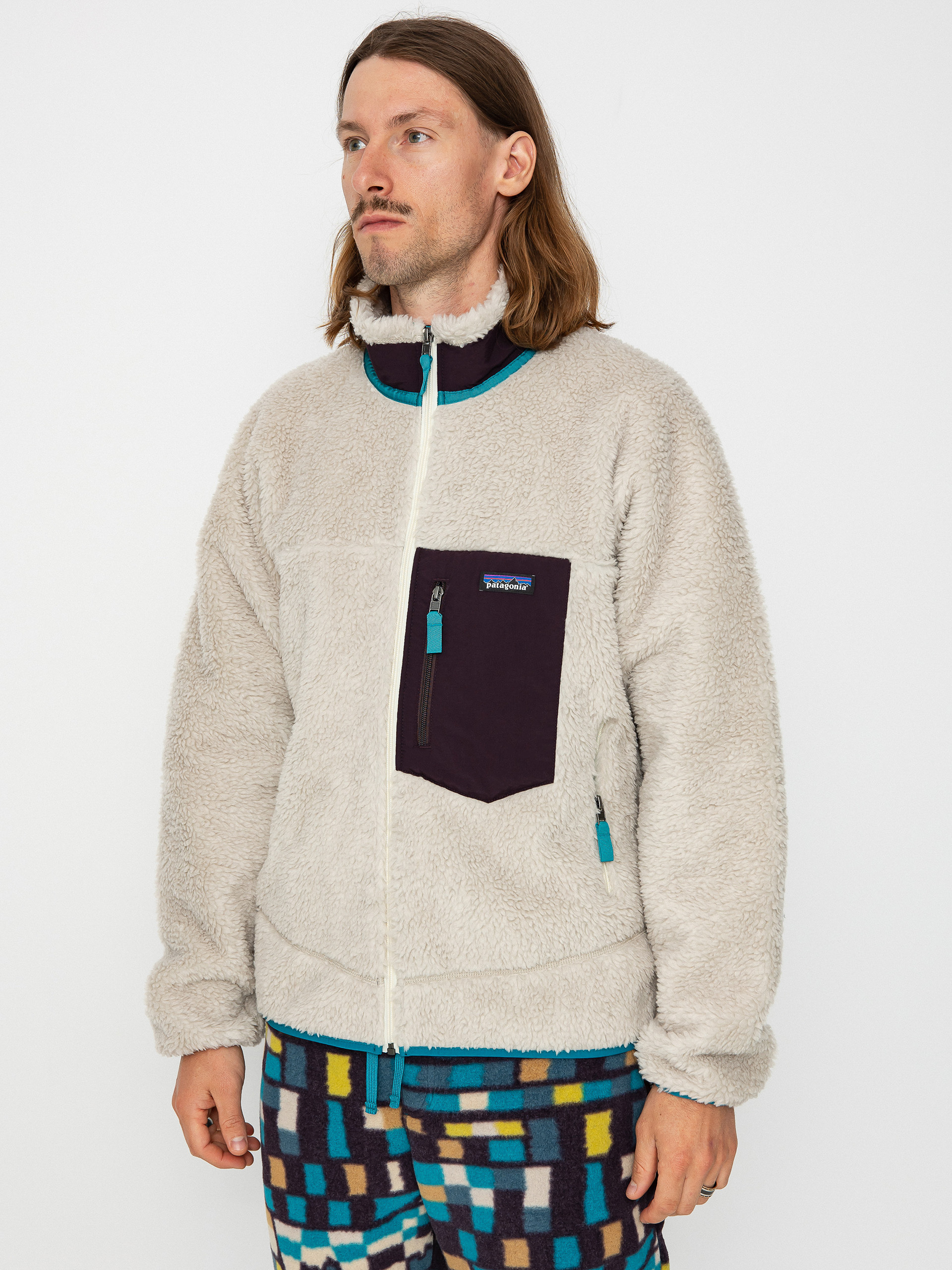 Patagonia Classic Retro X Jacket - beige (natural w/obsidian plum)