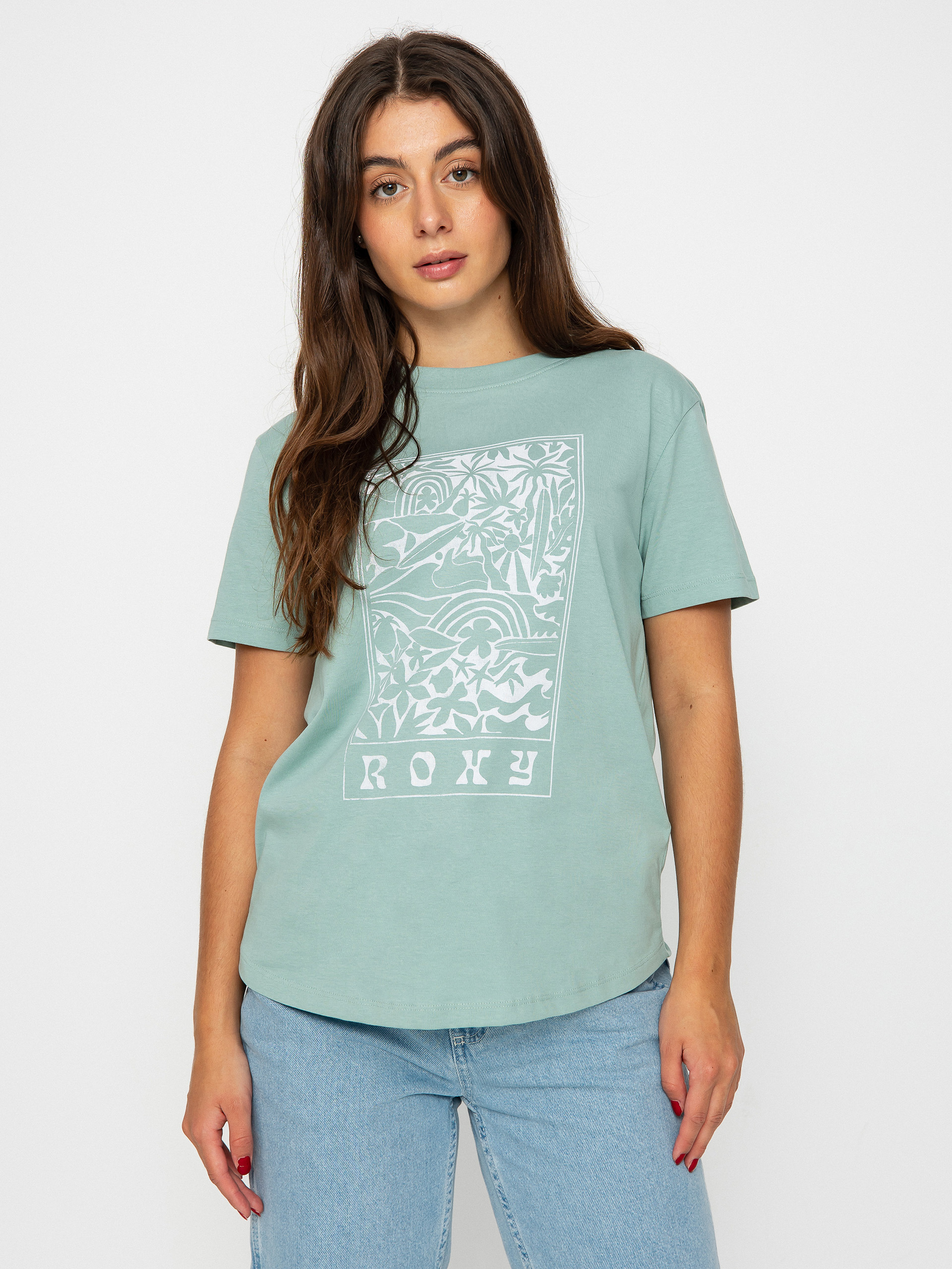 Roxy The Beach Sand T-shirt Wmn - green (blue surf)