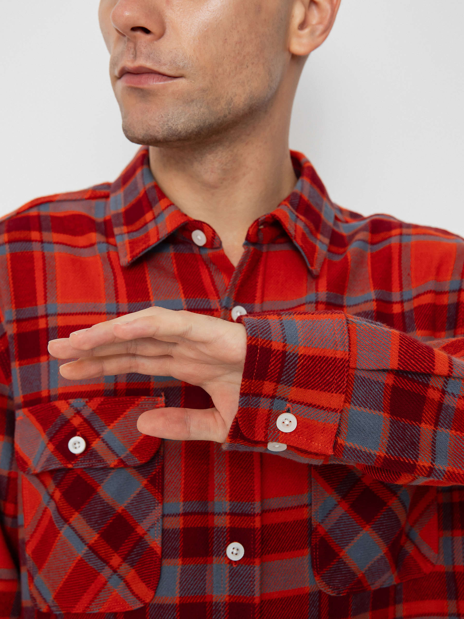 Brixton Bowery Flannel Ls Shirt - red (barn red/flint blue/dark burgu)