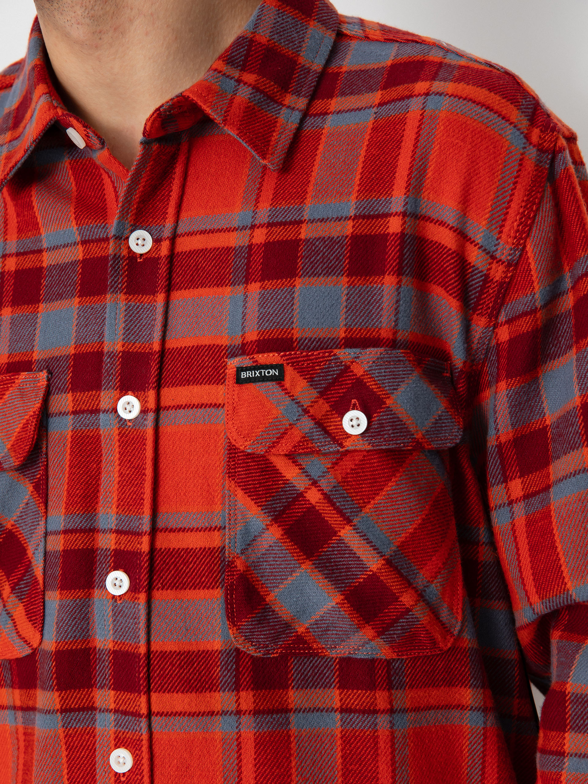 Brixton Bowery Flannel Ls Shirt - red (barn red/flint blue/dark burgu)