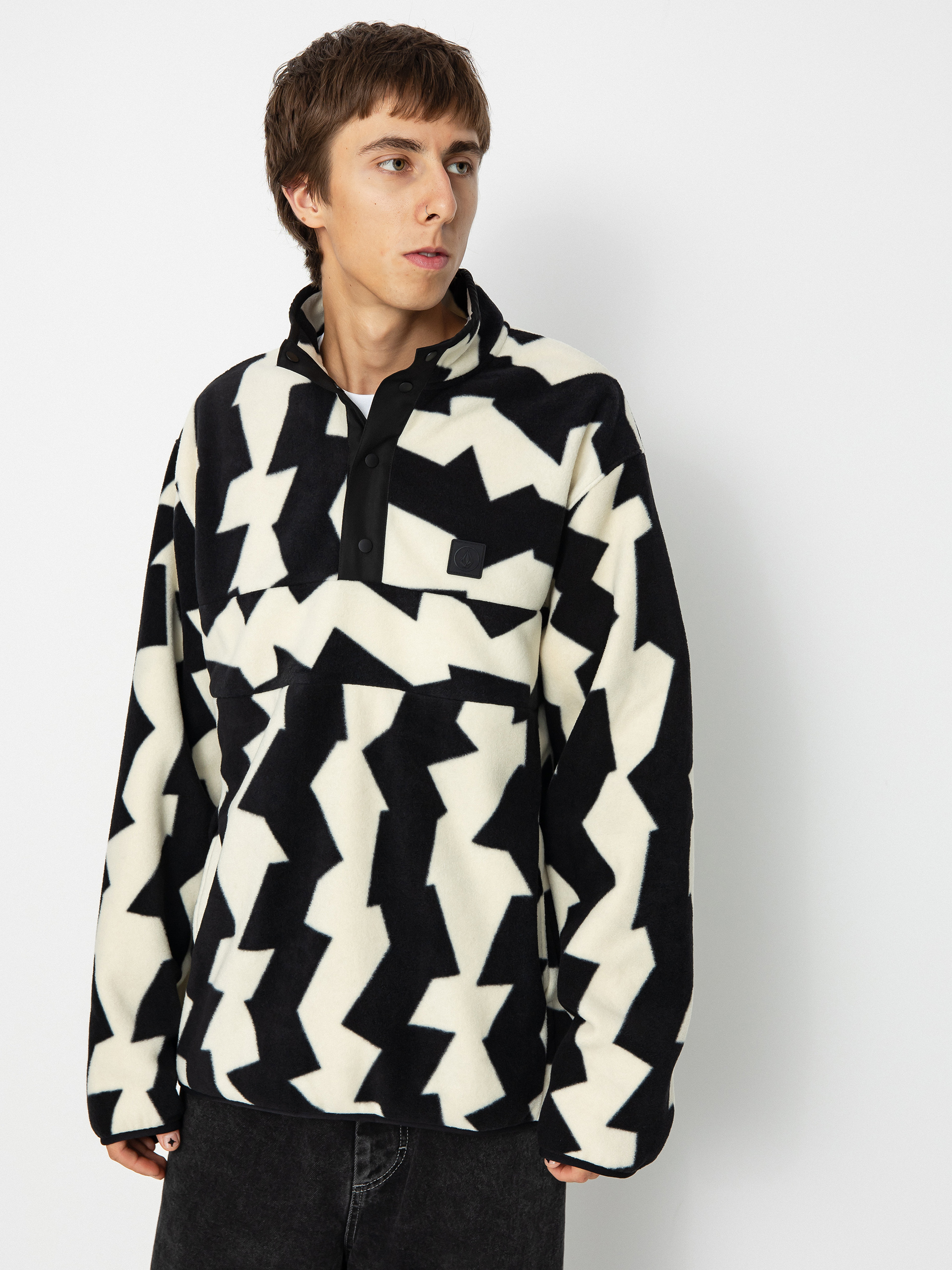 Volcom Error92 Mock Neck Fleece - white, black (dirty white)