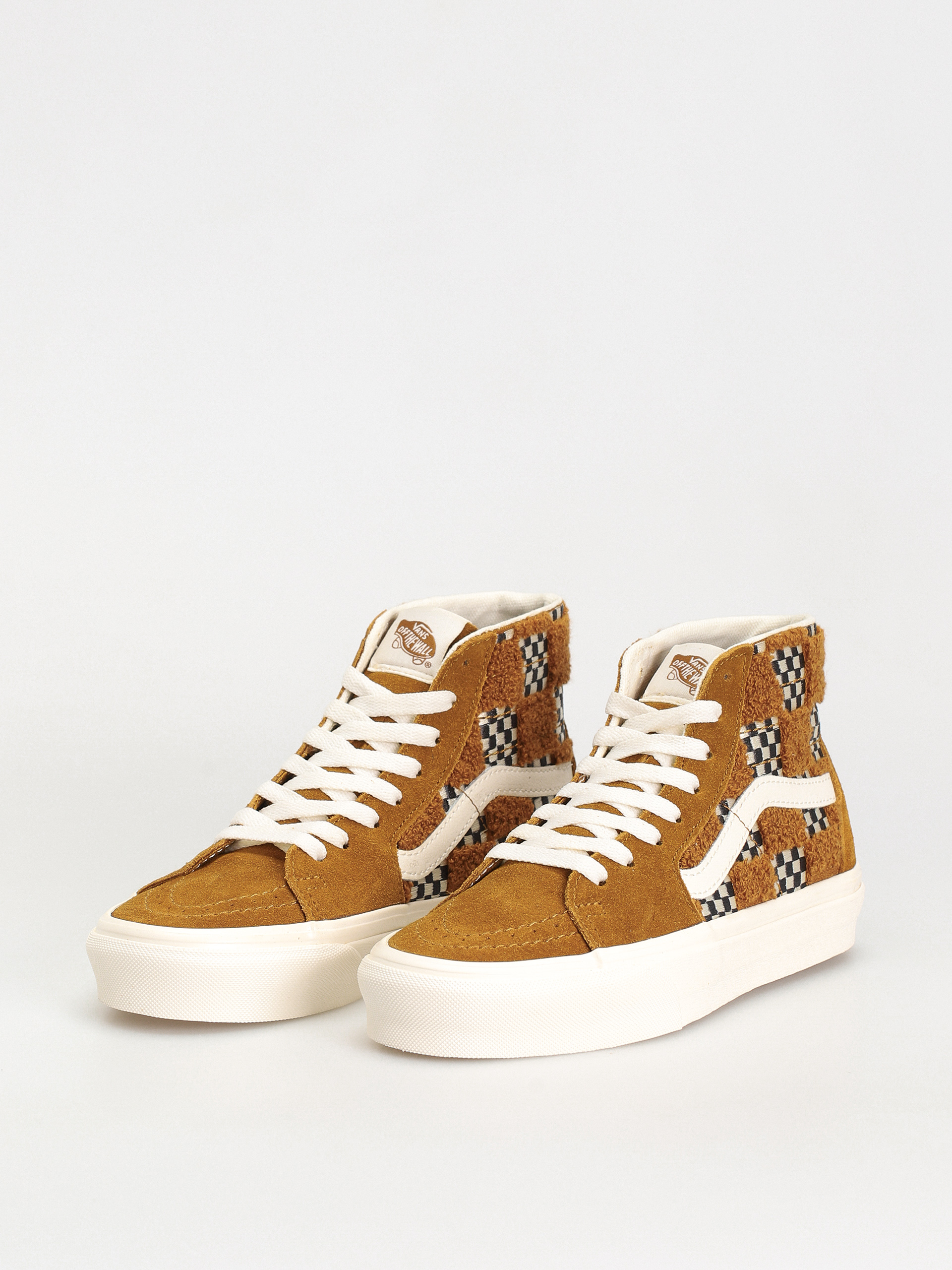 Vans Sk8 Hi Tapered Shoes (tufted check golden brown)