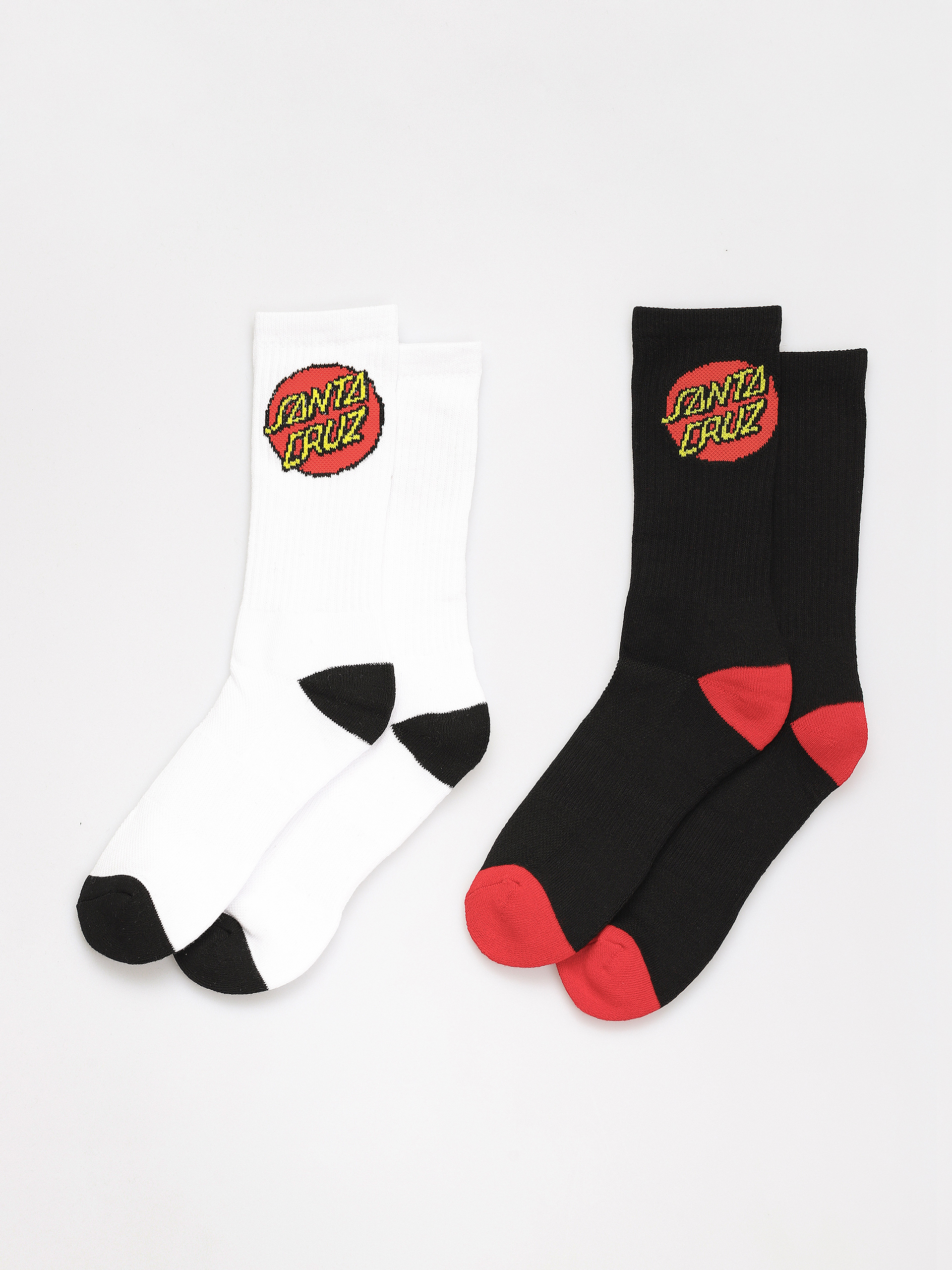 Santa Cruz Classic Dot 2pc Socks - white, black (white/black)