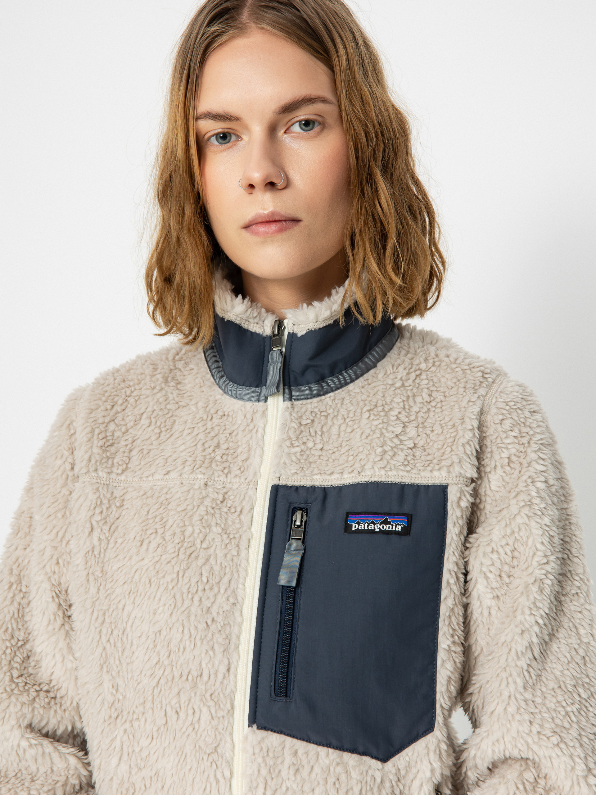 Patagonia Classic Retro X Jacket Wmn - beige (natural w/smolder blue)