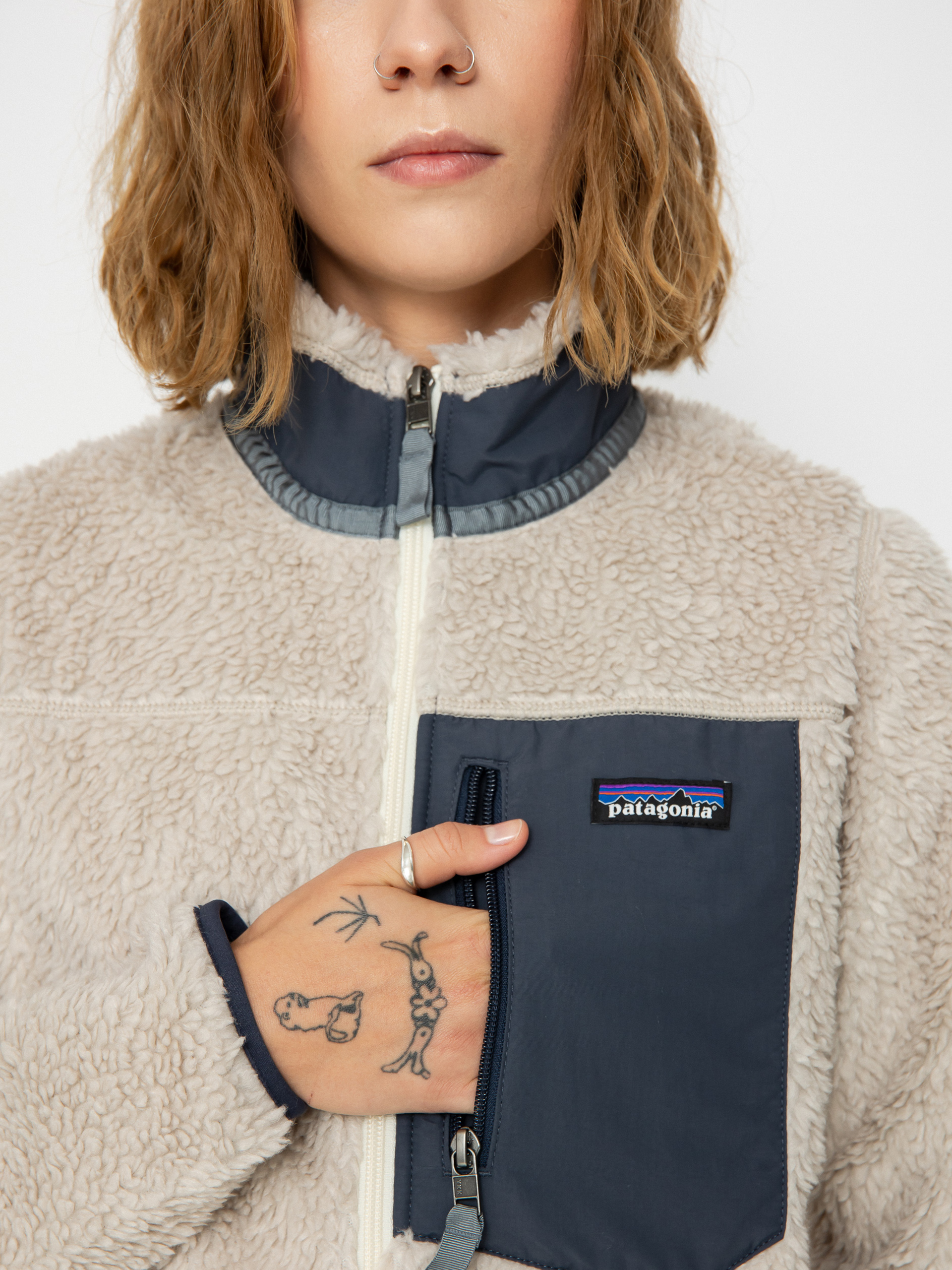 Patagonia Classic Retro X Jacket Wmn - beige (natural w/smolder blue)