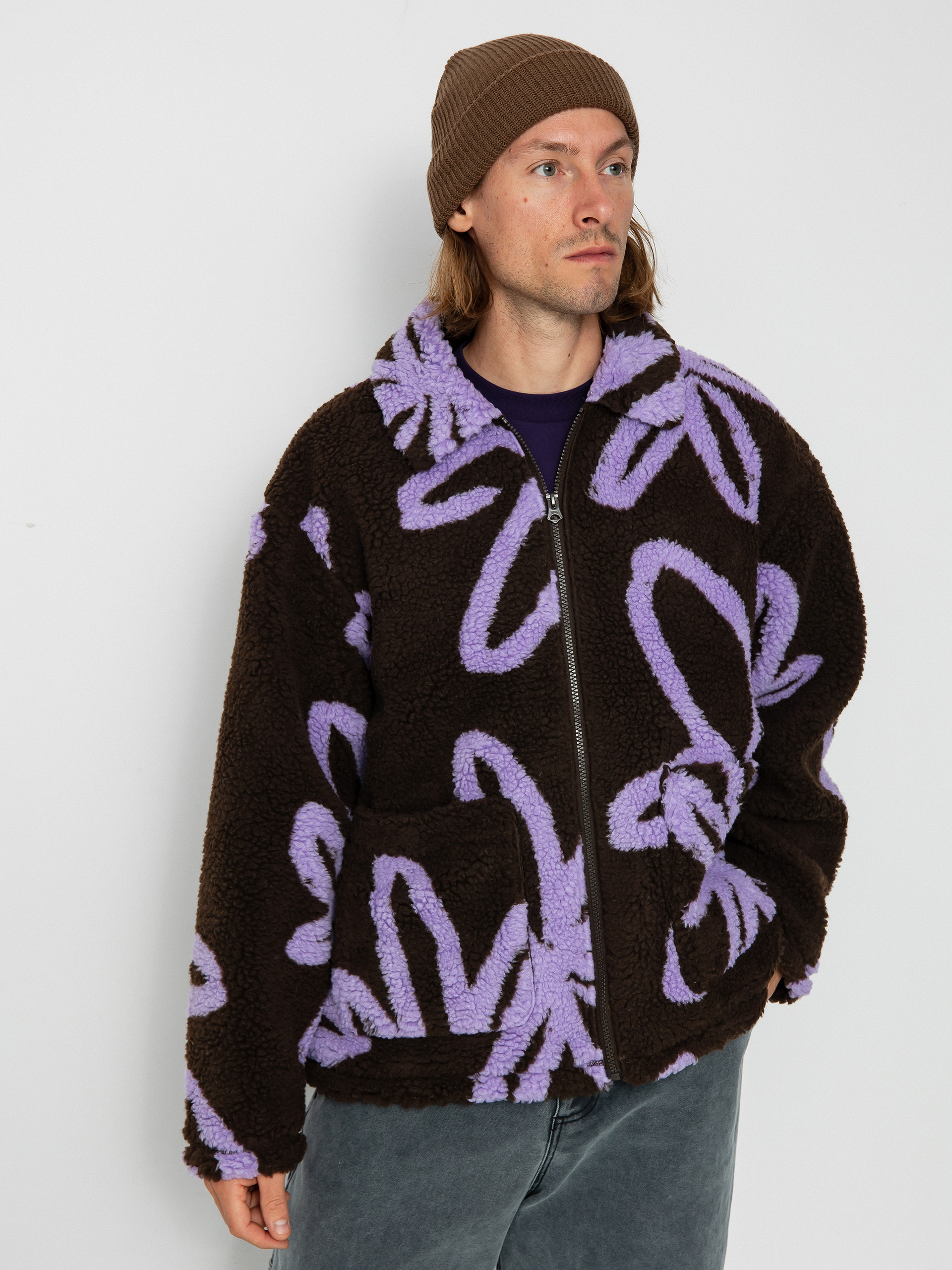 OBEY Portions Sherpa Jacket - black (java brown multi)