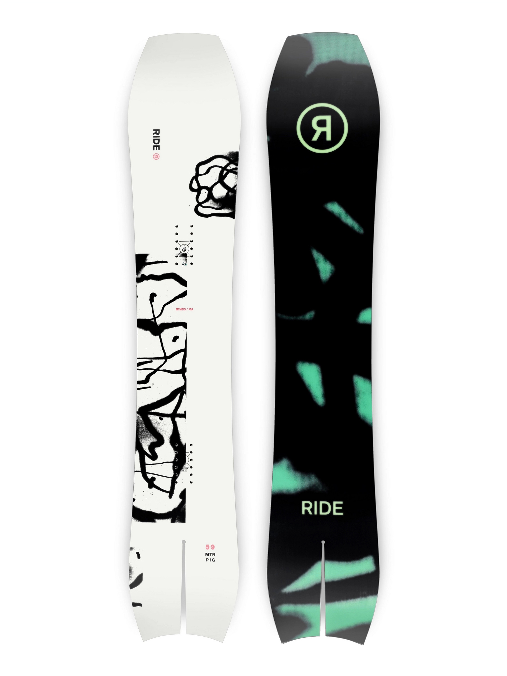 Ride Mtnpig Snowboard - white, black, green, multicolor