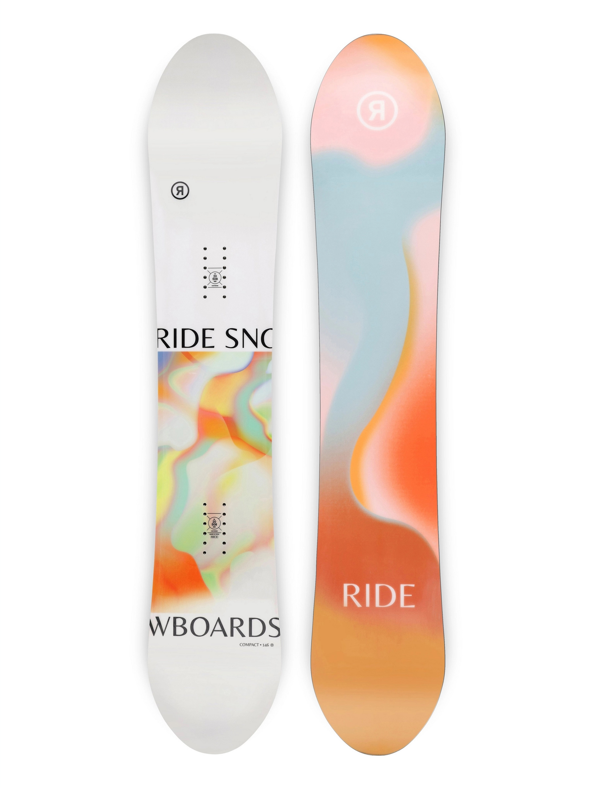 Ride Compact Snowboard Wmn - white, orange, multicolor