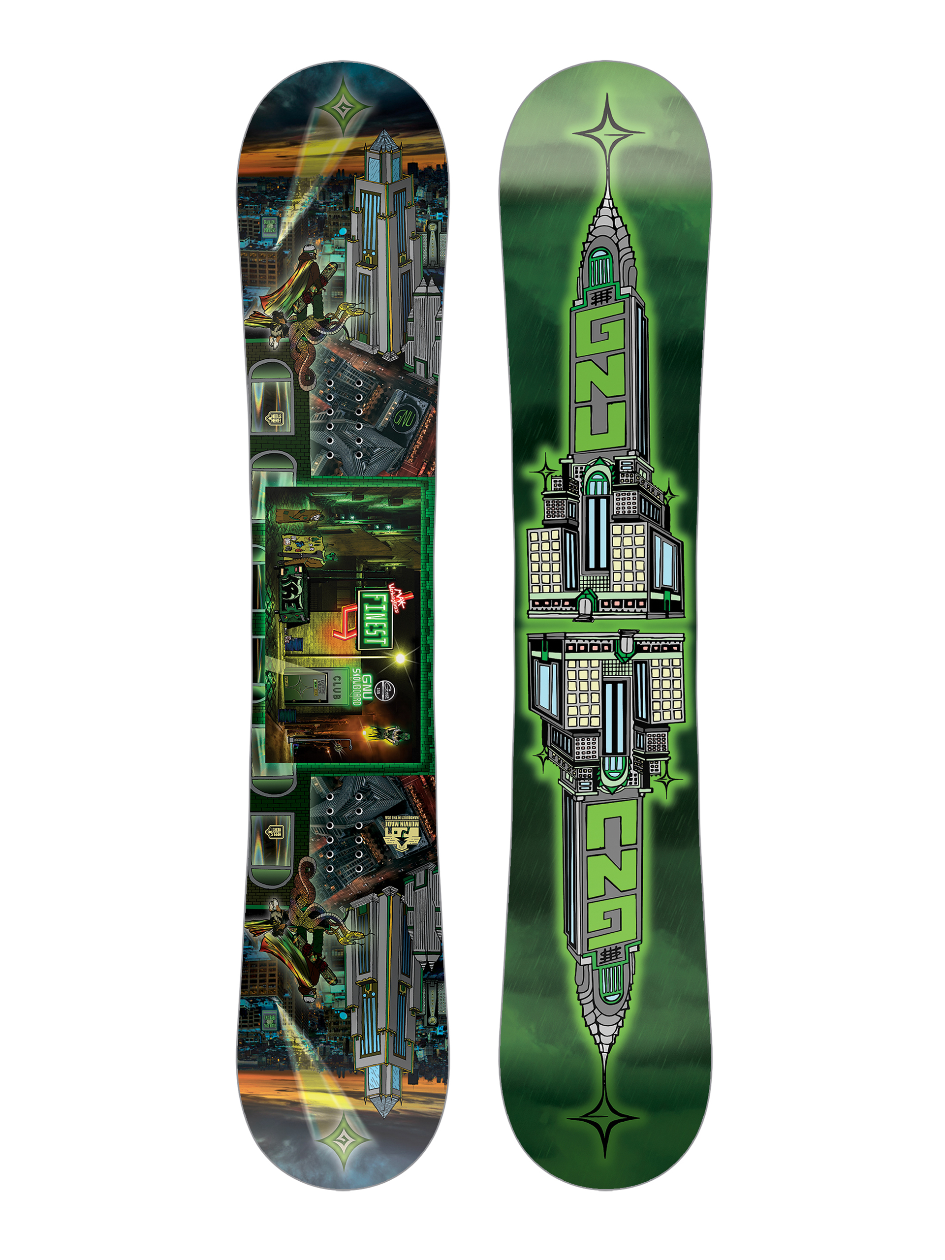 Gnu Finest Snowboard - green, multicolor