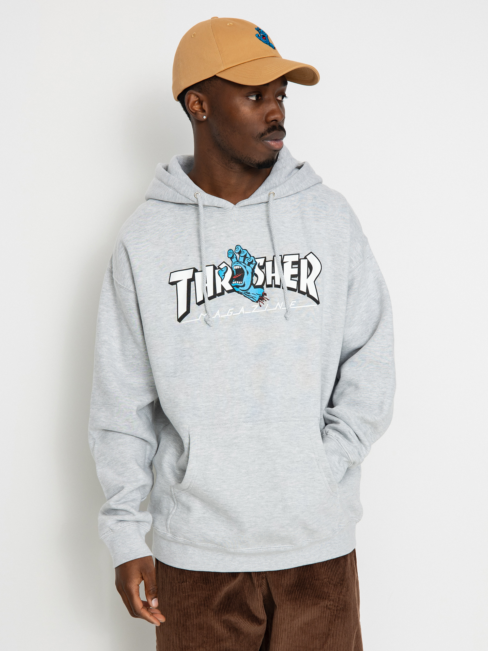 Santa Cruz X Thrasher Screaming Logo HD Hoodie - Grau (grey hthr)