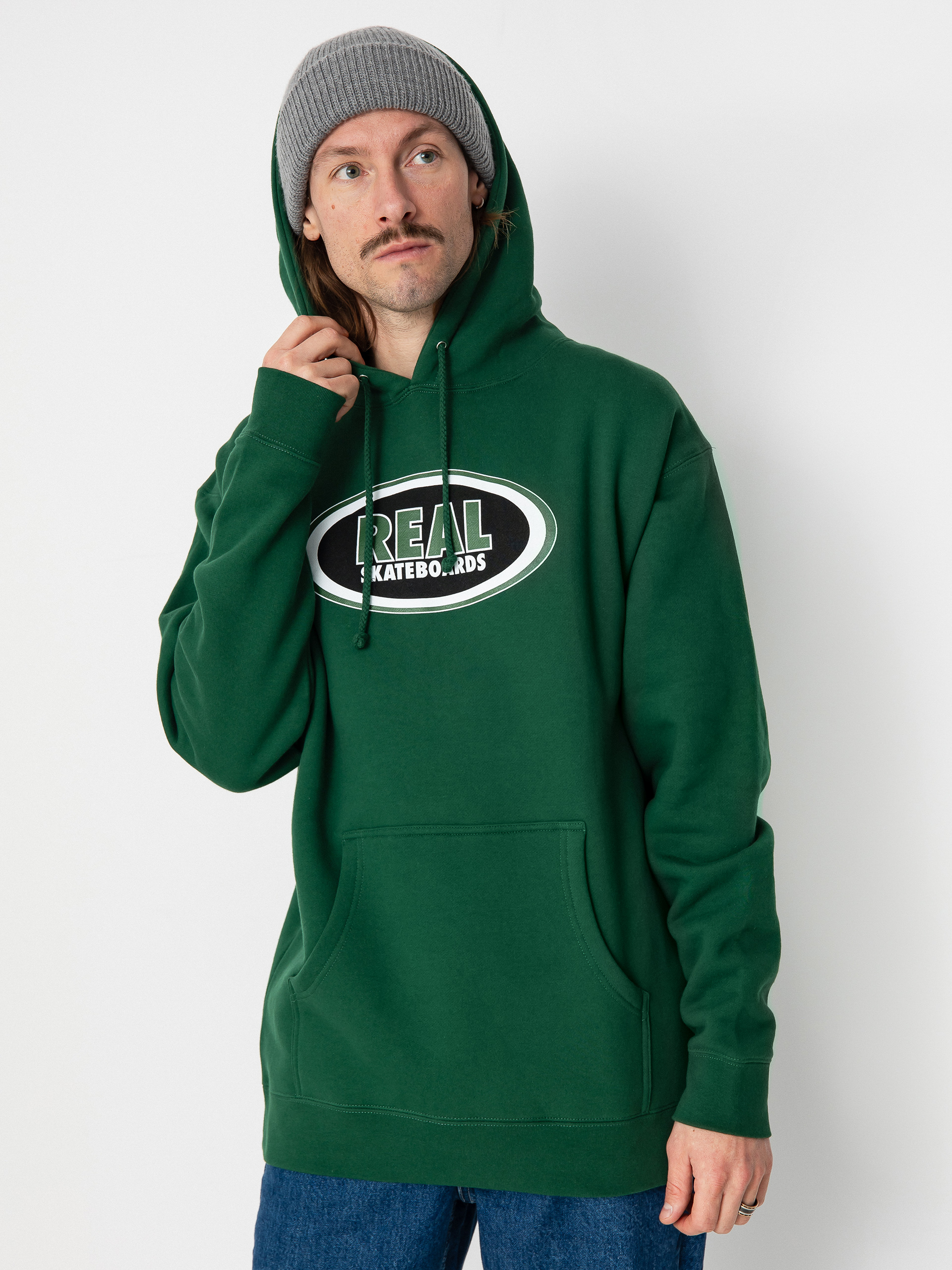 Real Oval HD Hoodie - green (dark green/black/white)