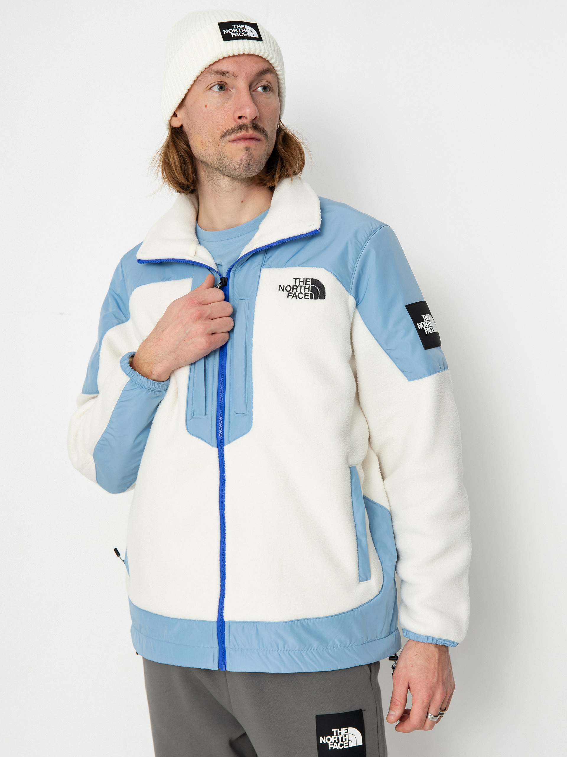 The North Face M Fleeski Y2K Fz Jacket - blue (white dune/steel blue)