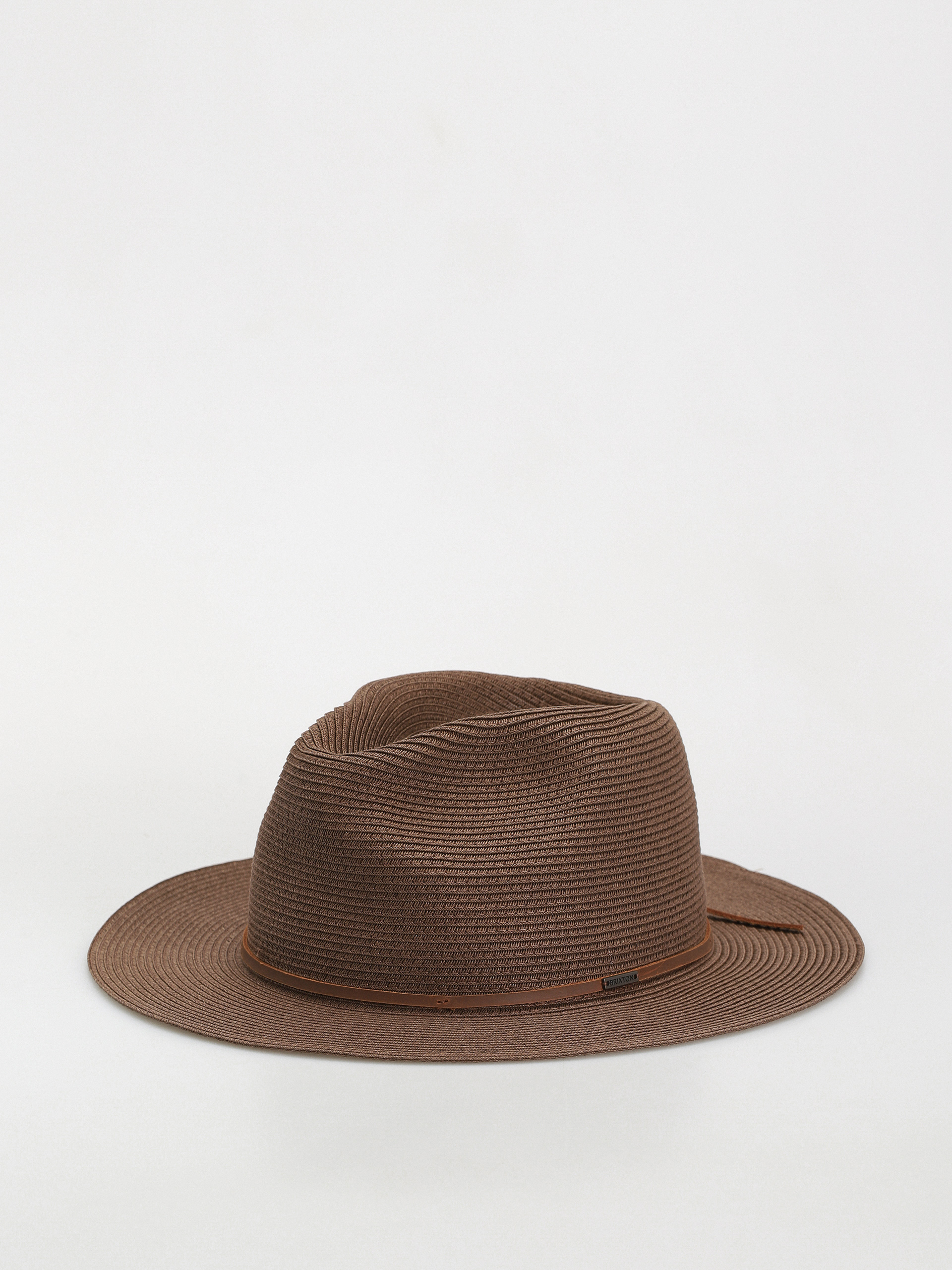 Brixton Wesley Straw Packable Fedora Hat - brown (dark earth)