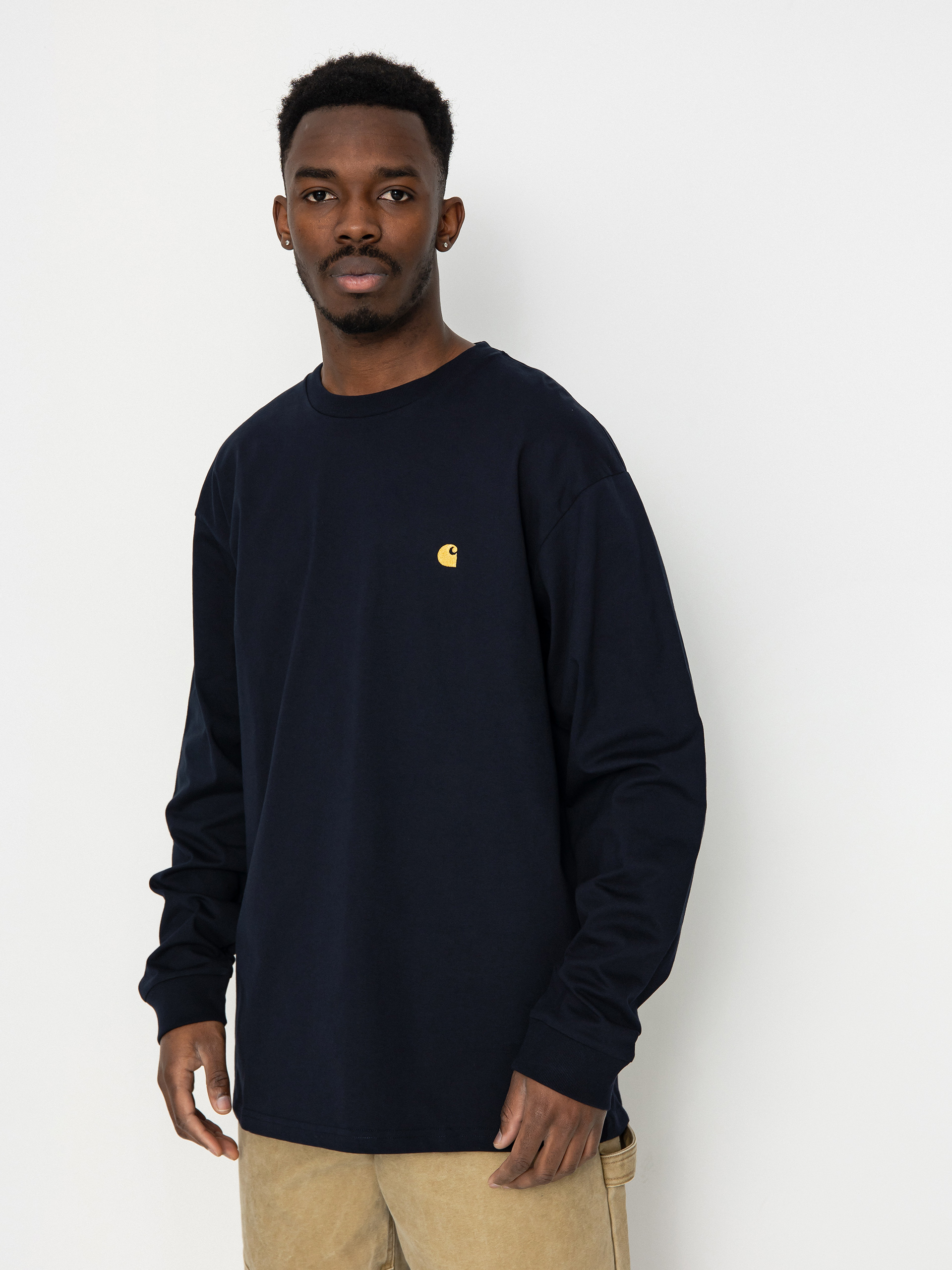 Carhartt WIP Chase Longsleeve - navy blue (dark navy/gold)