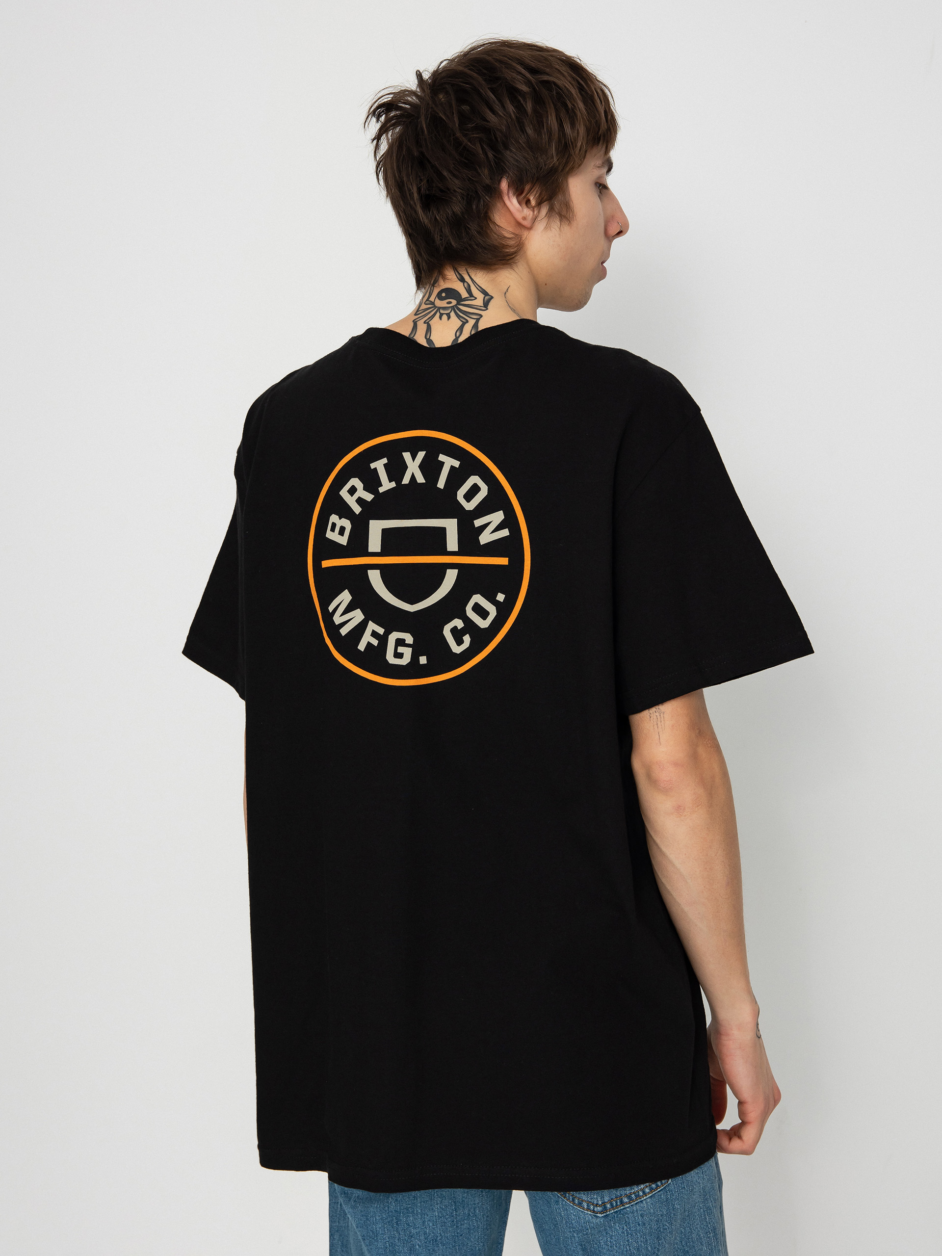 Brixton Crest II Stt T-Shirt - (black/persimmon orange/sand)