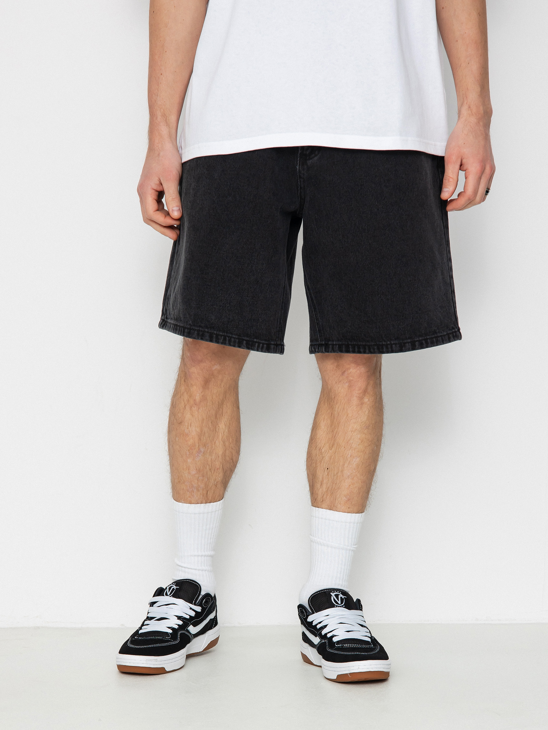 Obey Bigwig Baggy Denim Shorts Black Faded Black