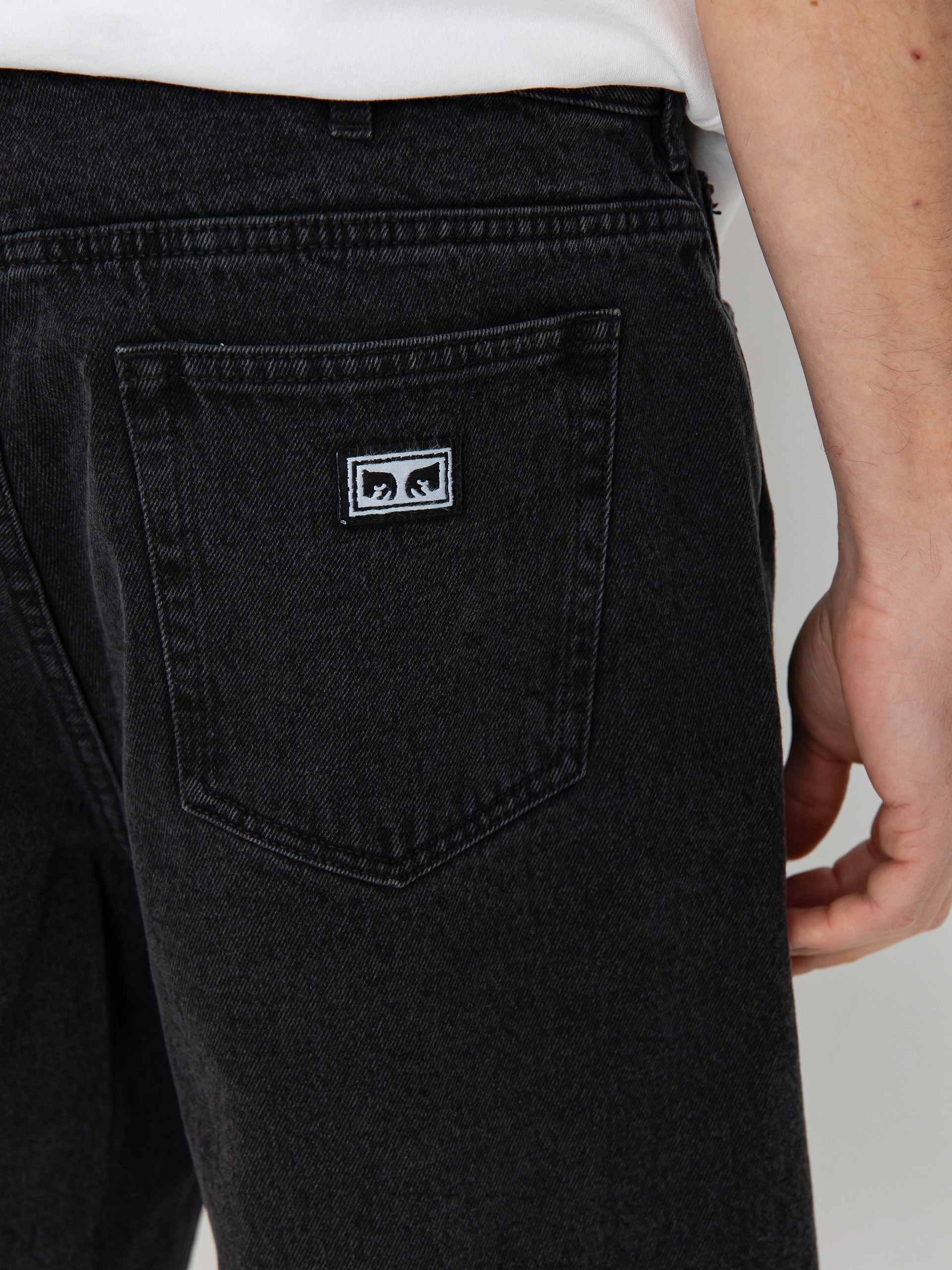 Obey Bigwig Baggy Denim Shorts Black Faded Black