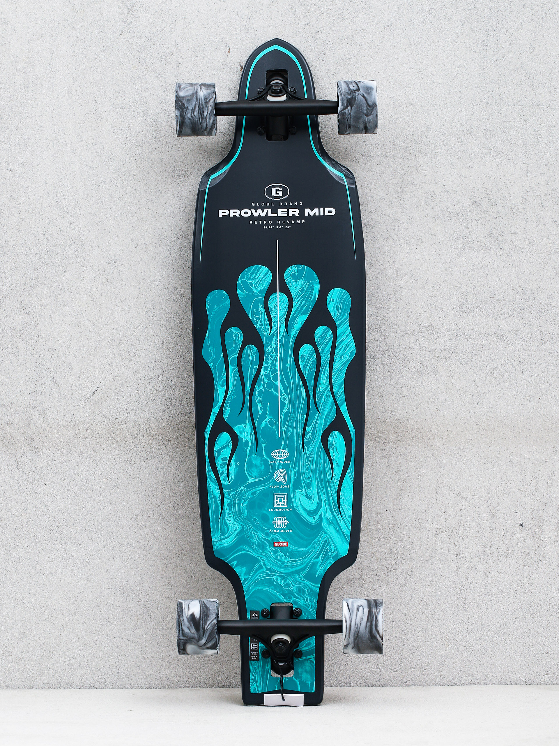 Globe Prowler Mid Longboard - blue (green flames)