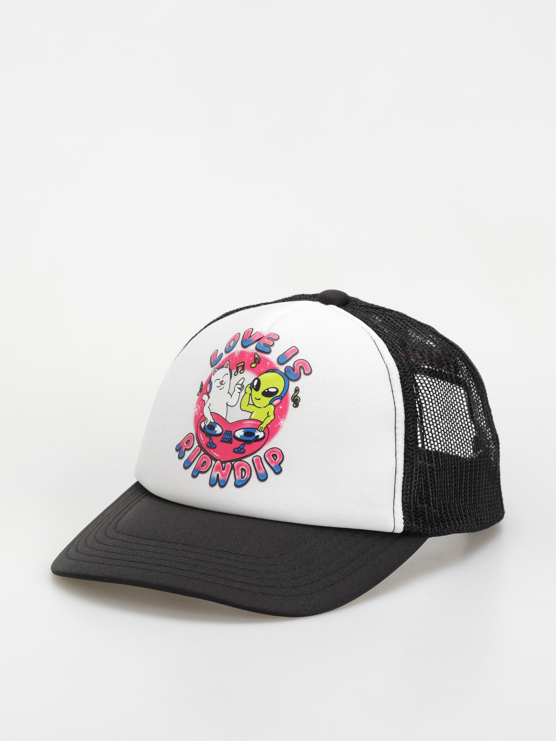 RipNDip Love Is Ripndip Trucker Cap - white, black (white/black)